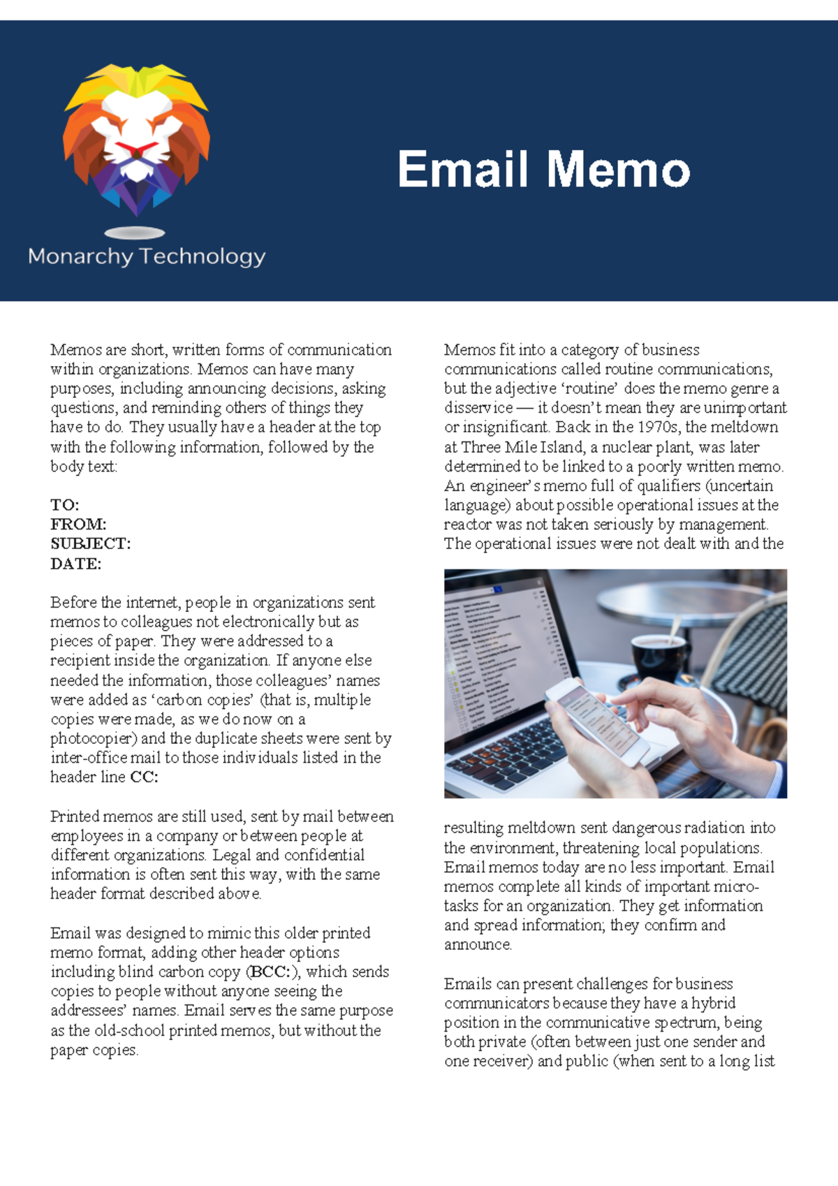 Email Memo - Email Memo Email Memo Memos are short, written forms of ...
