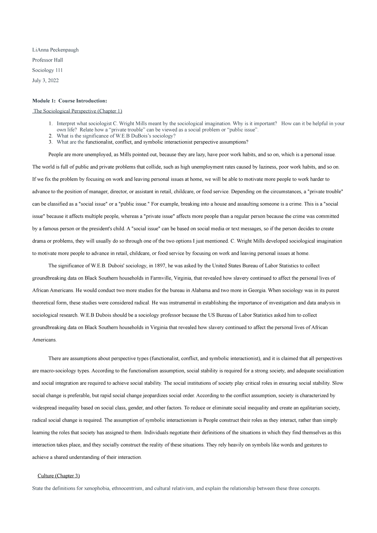 Mid-term essays - mid terms - LiAnna Peckenpaugh Professor Hall ...