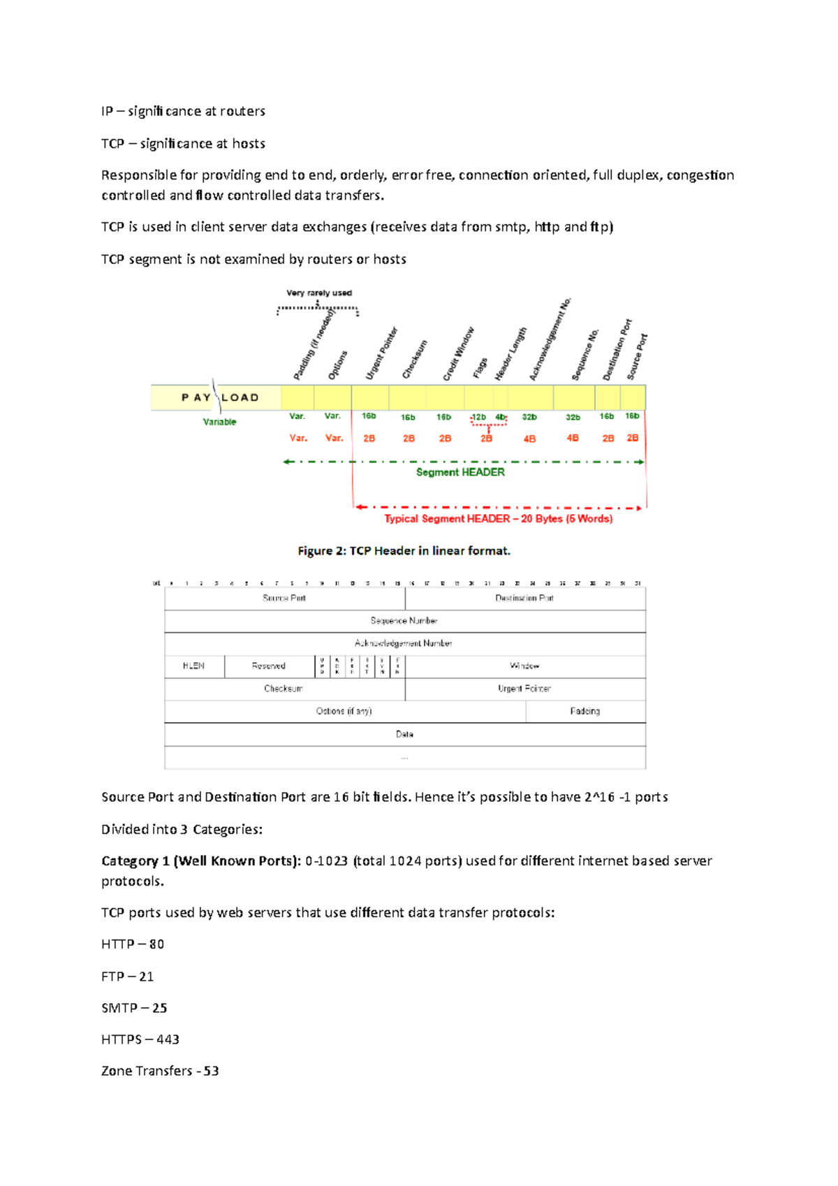 Module 11 Review - TCP, UDP key takeaways - IP – significance at ...