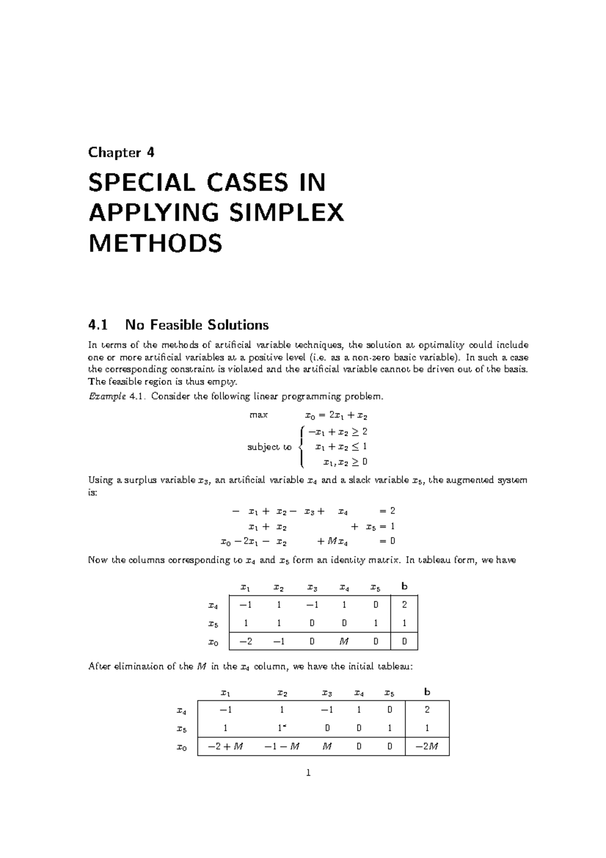 Lpch4 - Notes on OR - Chapter 4 SPECIAL CASES IN APPLYING SIMPLEX ...