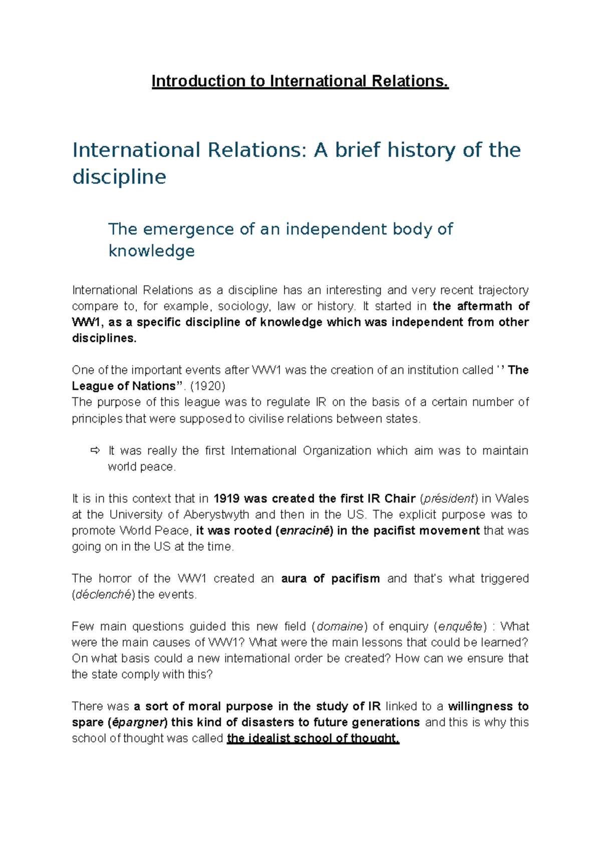 Introduction to International Relations - Theories - Introduction to ...