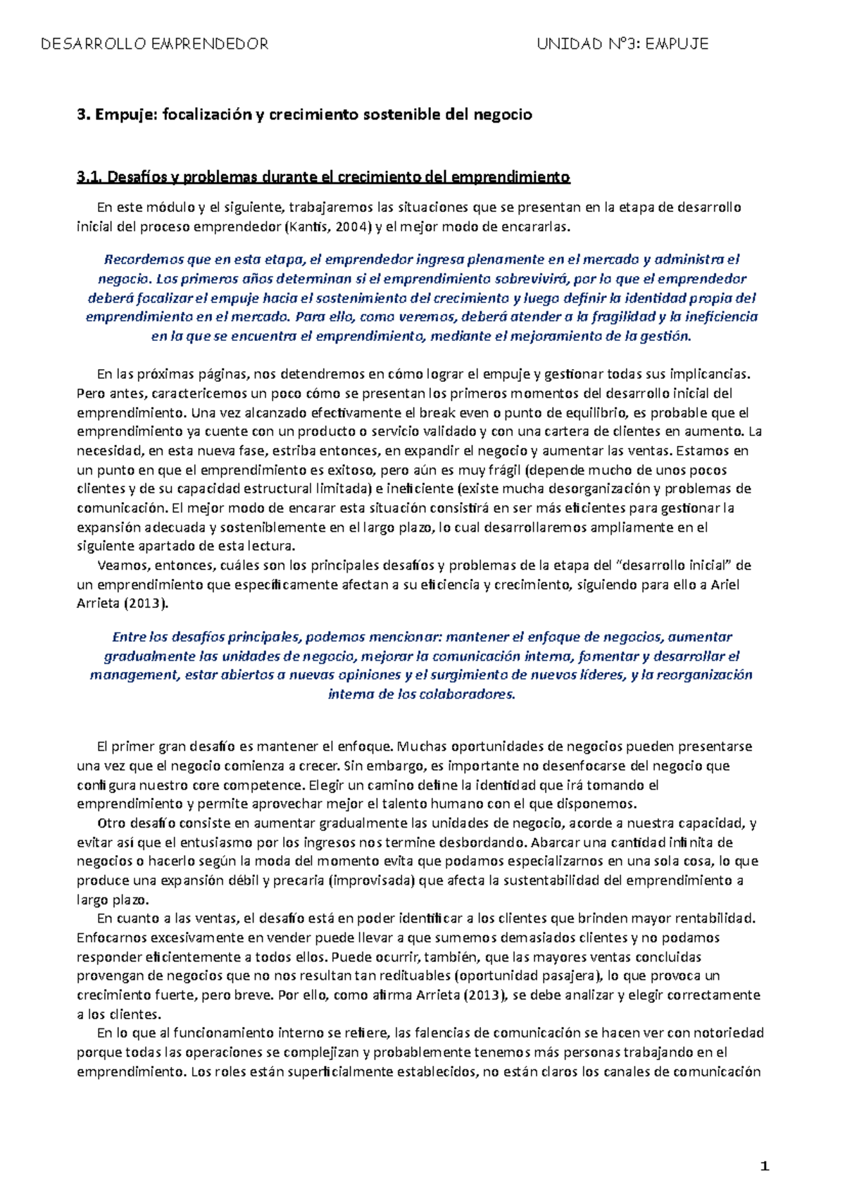 Unidad N 3 Empuje - bibliografia - 3. Empuje: focalización y crecimiento sostenible del negocio ...