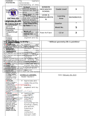Detailed Lesson Plan in Math - TEACHER EDUCATION DEPARTMENT Lesson ...