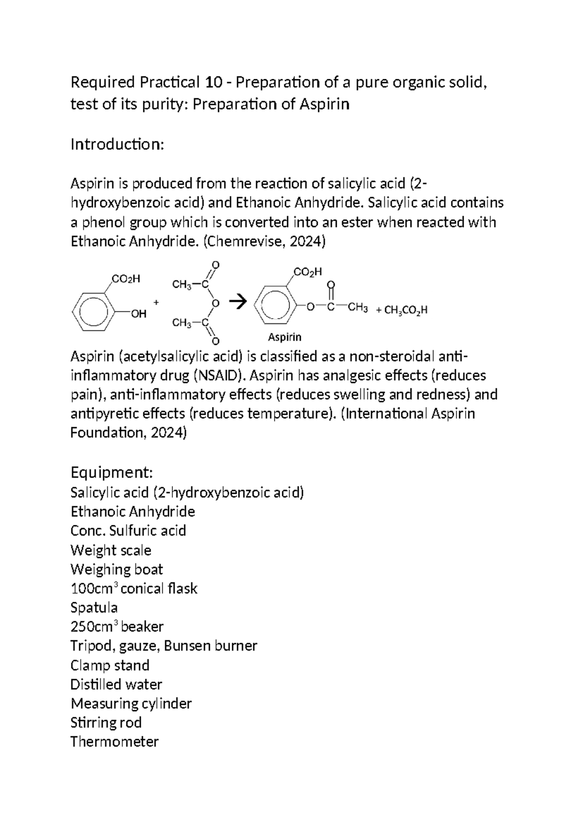 Required Practical 10 Chem 2 - Required Practical 10 - Preparation of a ...