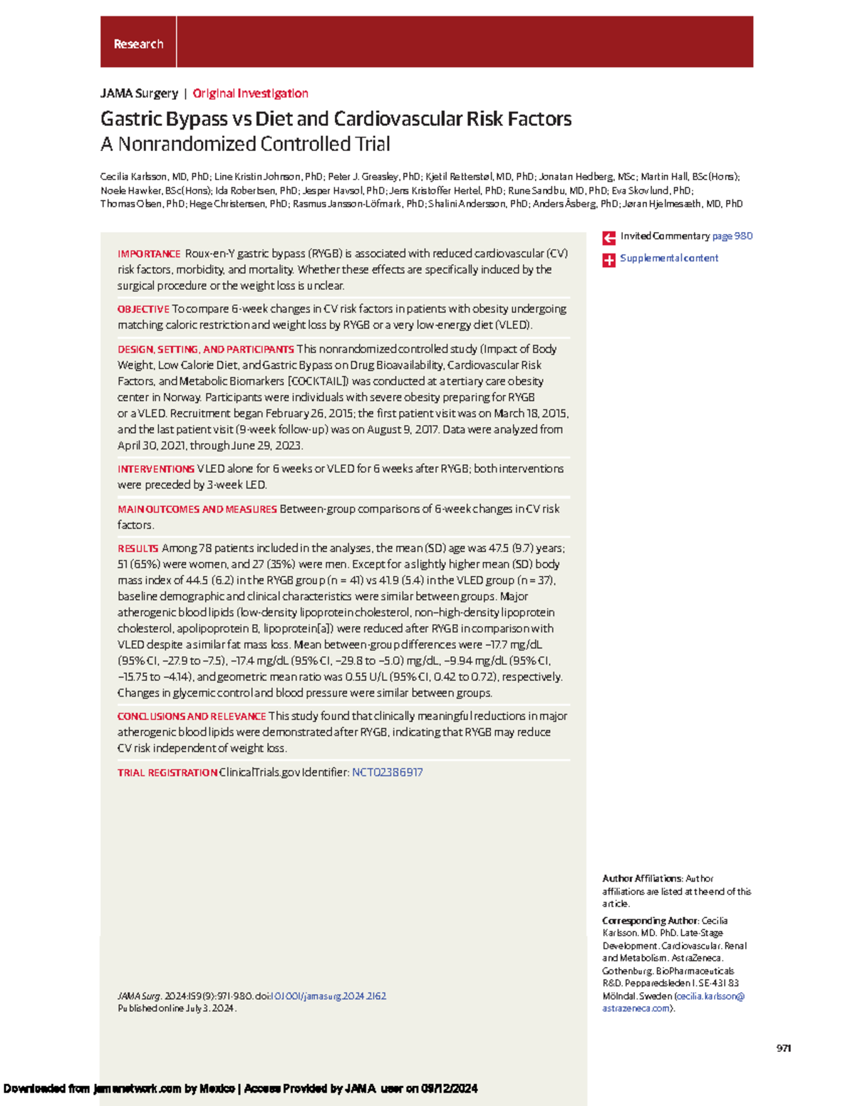 2024-JAMA RYGB vs VLED 6w - Gastric Bypass vs Diet and Cardiovascular ...