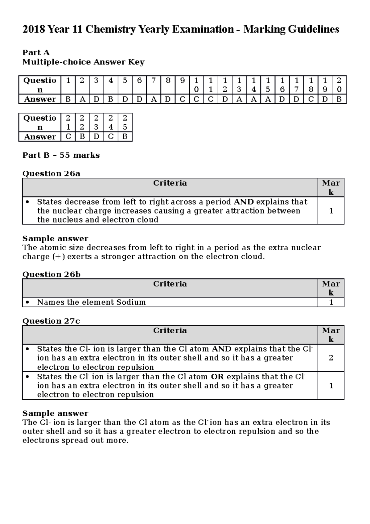 03c - Yearly Examination Marking Guidelines - 2018-1 - 2018 Year 11 ...