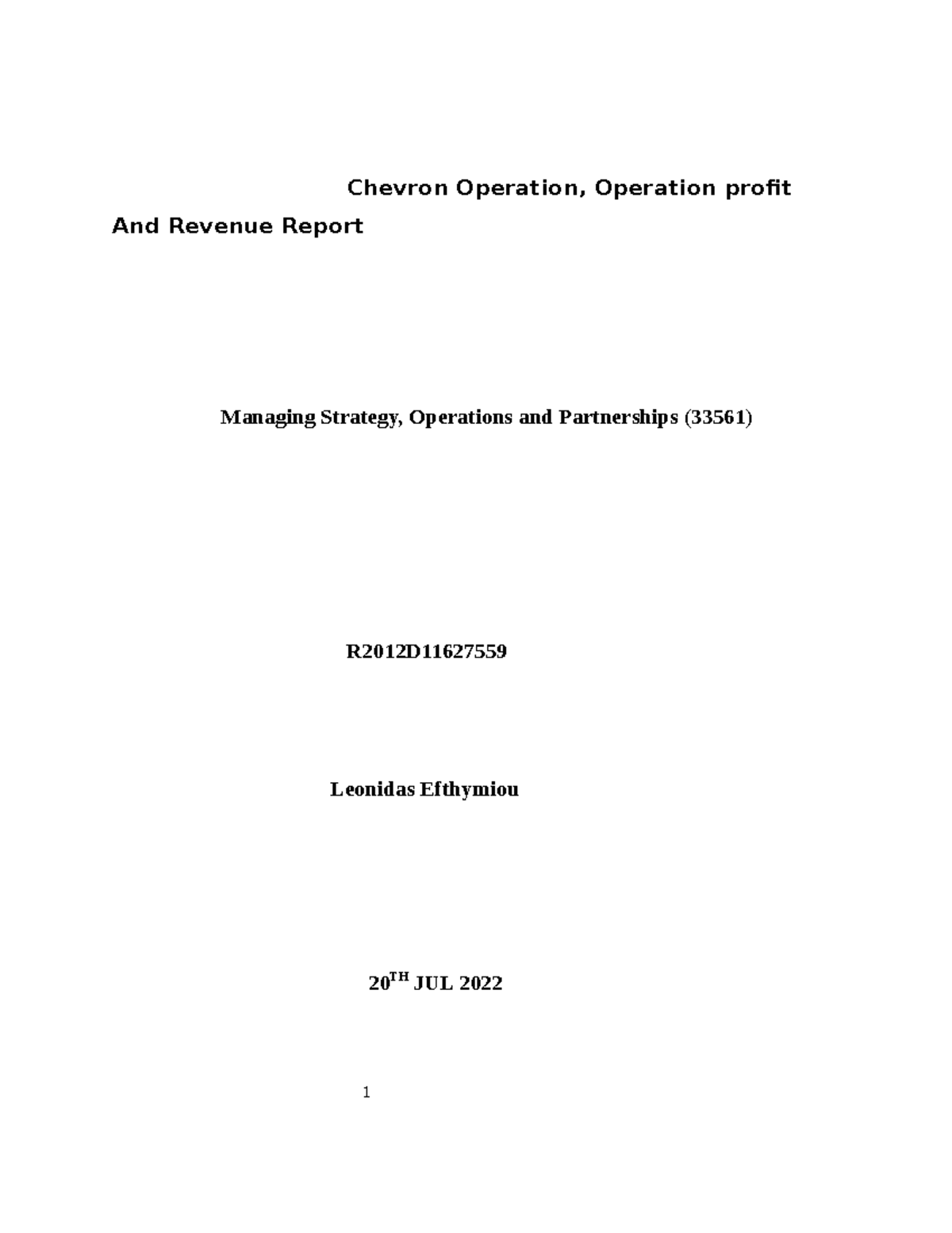 Managing Strategy 1 - Chevron Operation, Operation profit And Revenue ...