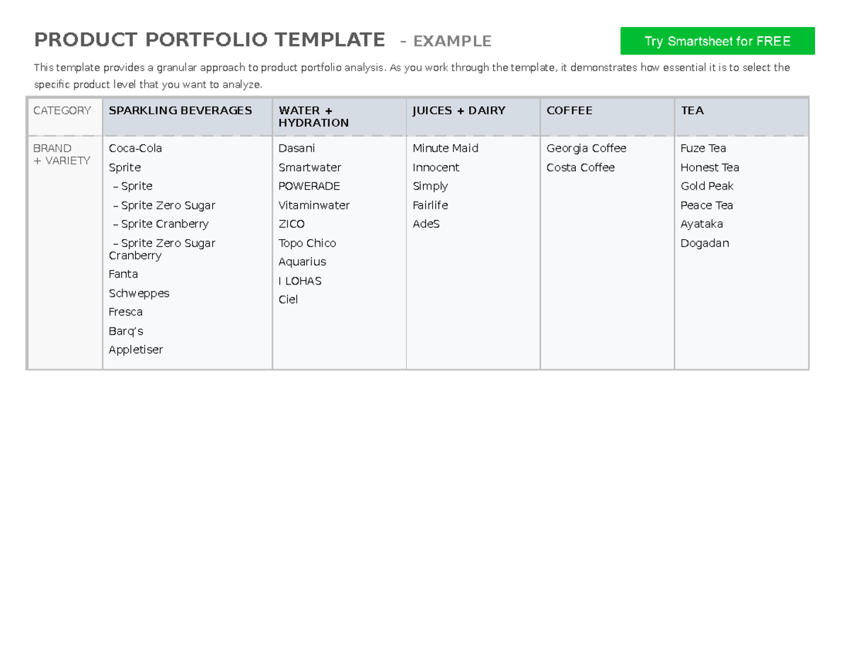 Product Portfolio Template - PRODUCT PORTFOLIO TEMPLATE – EXAMPLE This ...