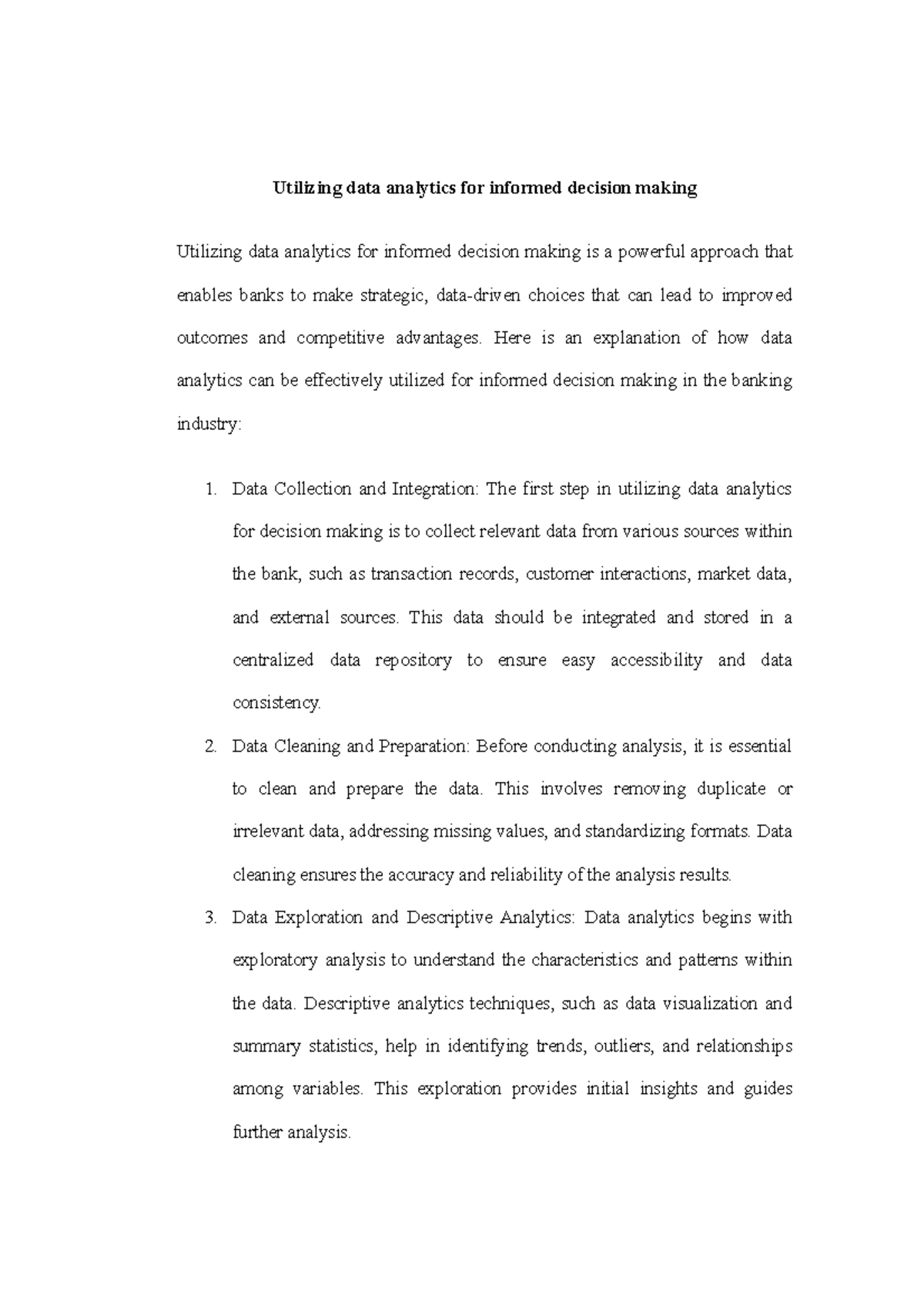 Utilizing data analytics for informed decision making - Here is an ...