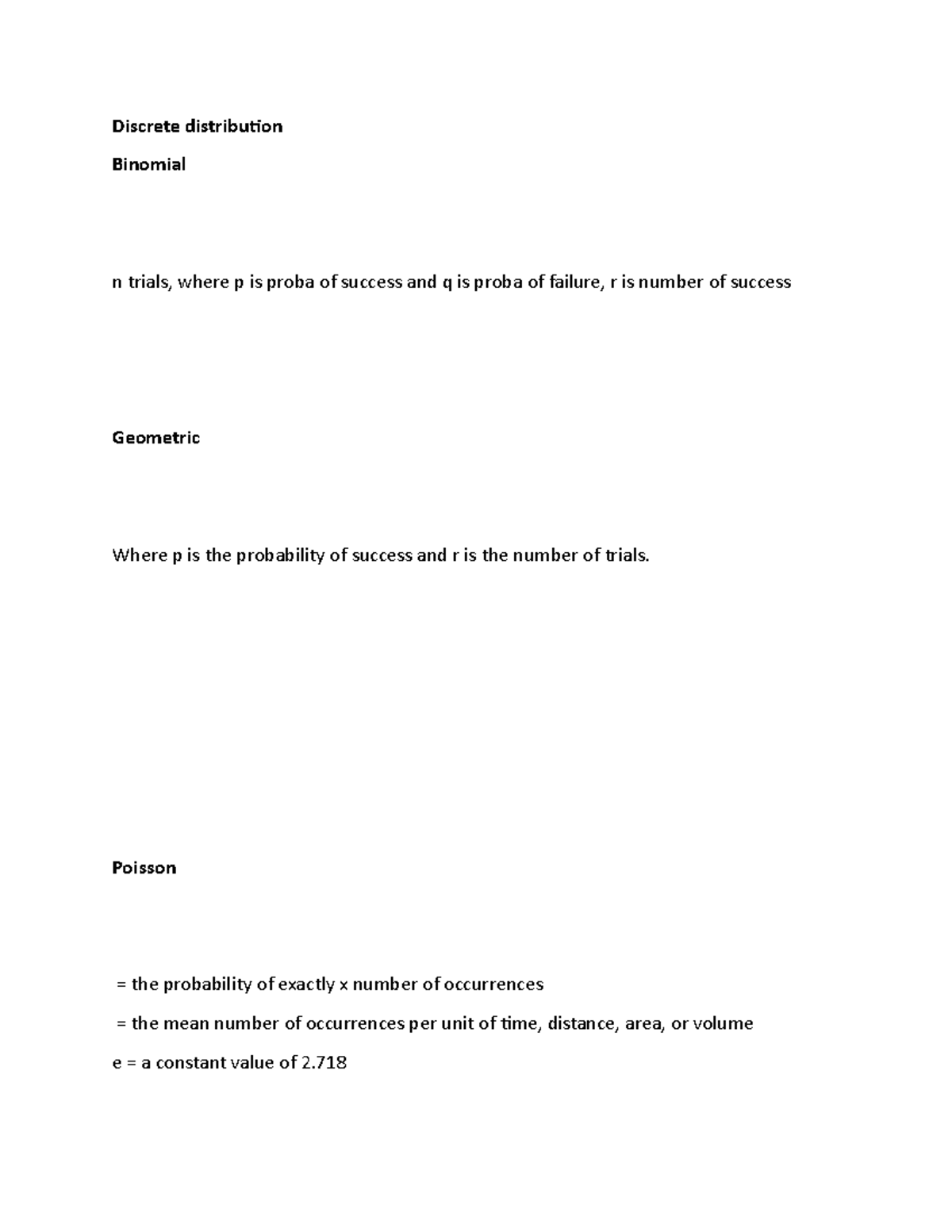 Distribution formula - STAT 1770 - Discrete distribution Binomial n ...