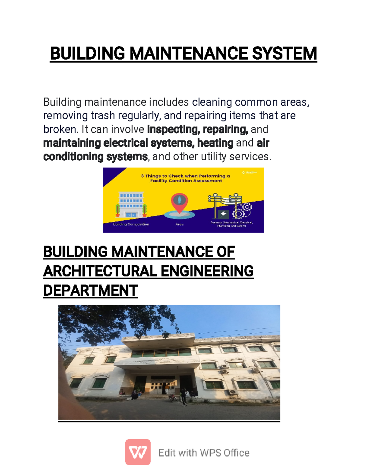 Building Maintenance System - BUILDING MAINTENANCE SYSTEM Building ...