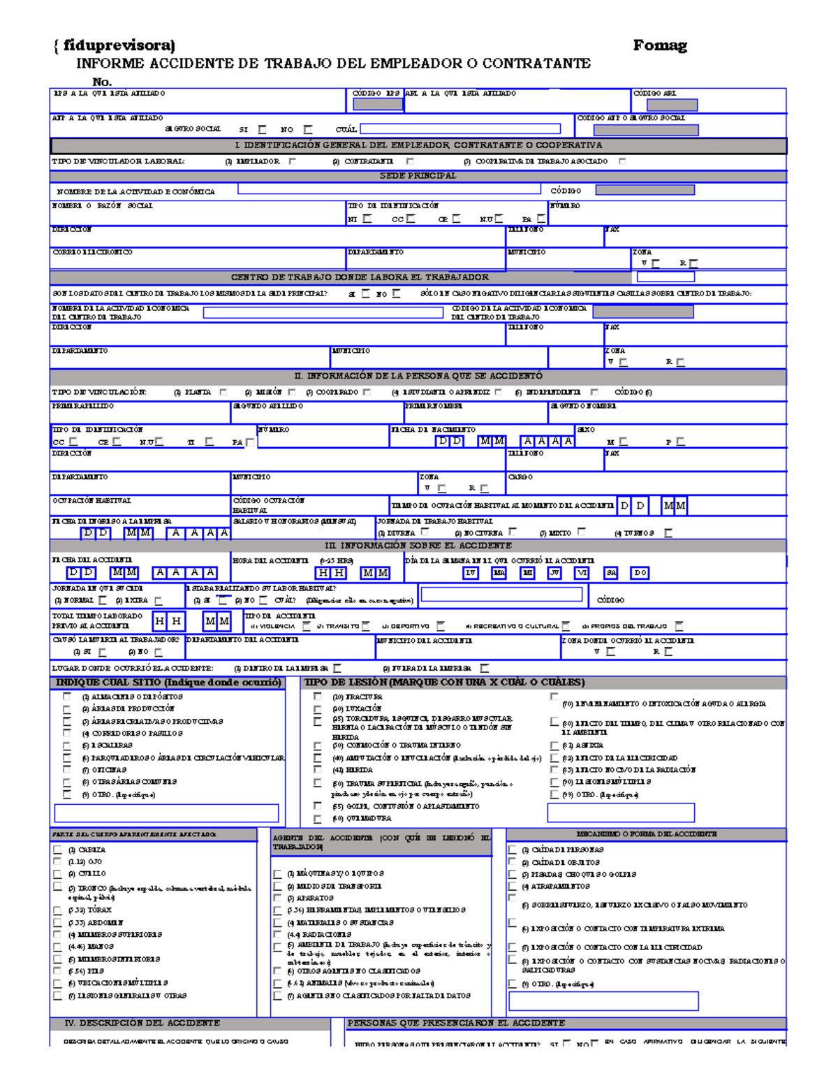 Formato Furat 2020 accidente de trabajo - { fiduprevisora) Fomag No. NI ...