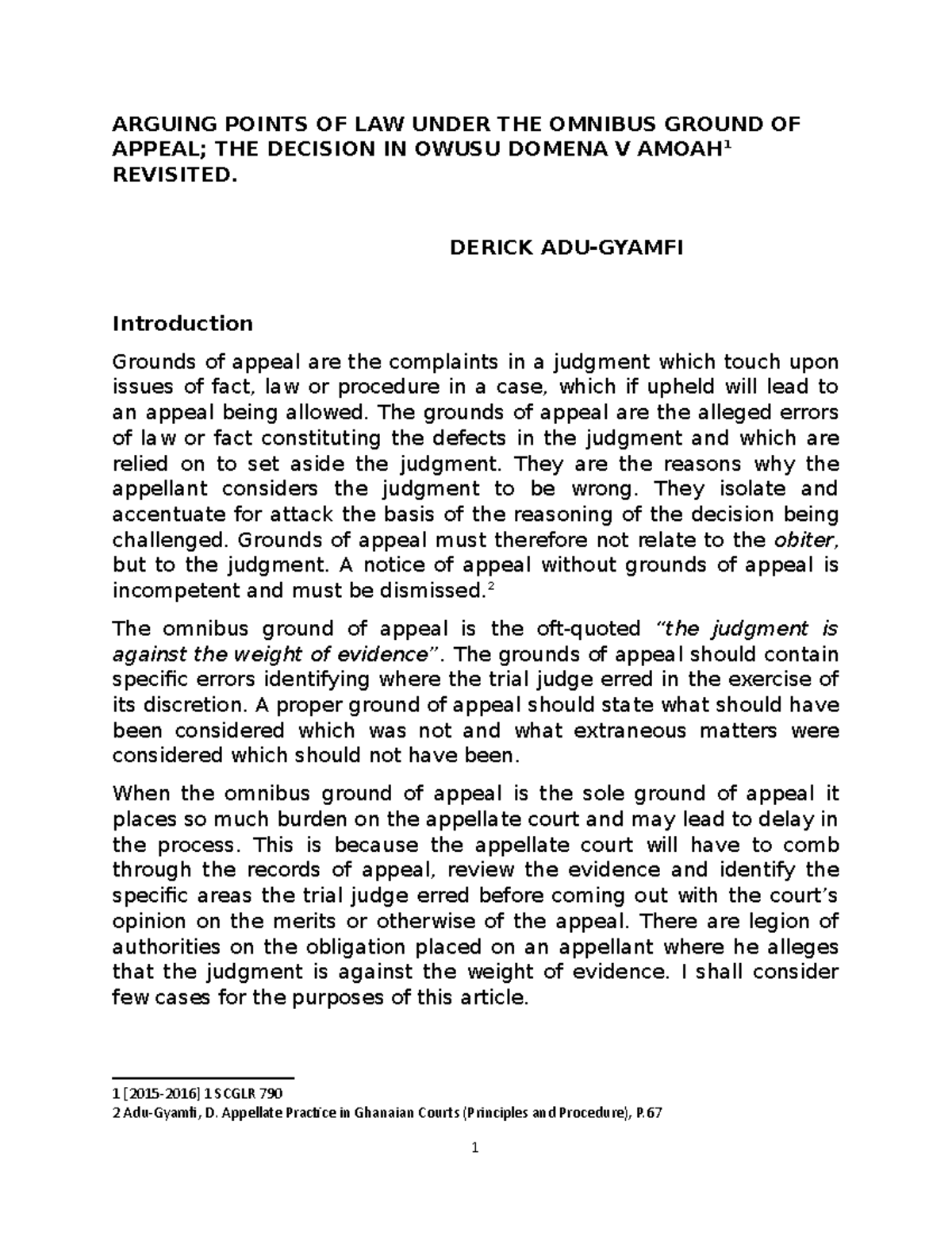 Arguing Points OF LAW Under THE Omnibus - ARGUING POINTS OF LAW UNDER ...