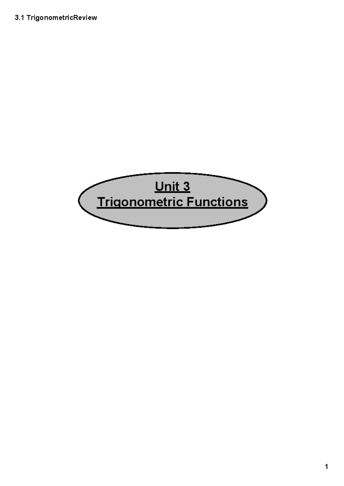 3.1 Trigonometric Review Lesson Sem 2 1112 - Unit 3 Trigonometric ...