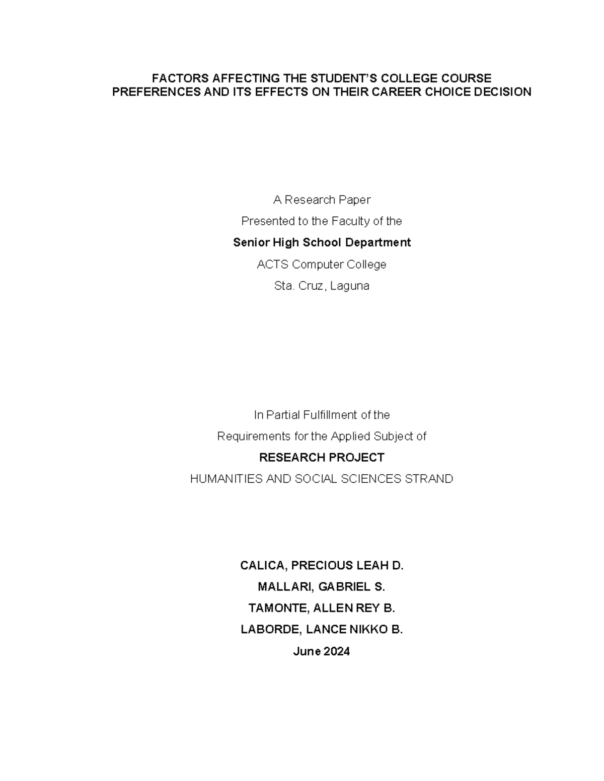 Group-9-Chap-1-5 - Copy - FACTORS AFFECTING THE STUDENT’S COLLEGE ...