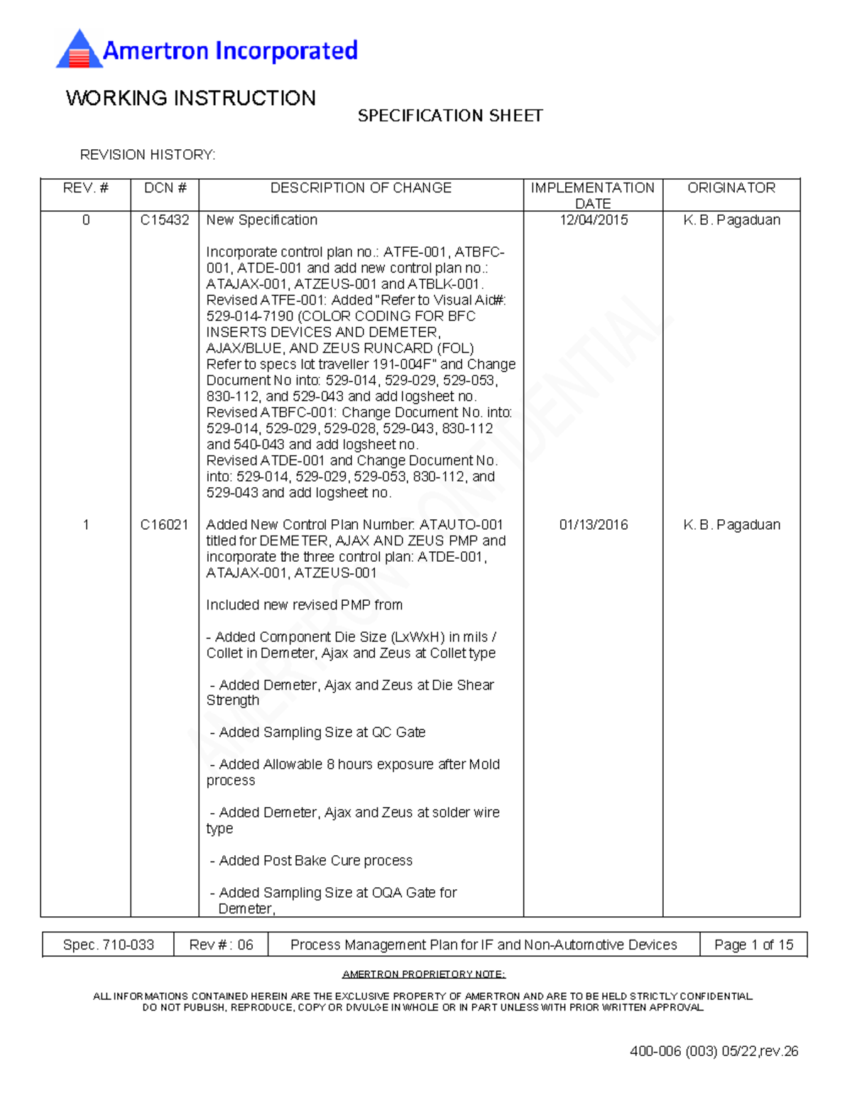 Process Management Plan for IF and Non-Automotive Devices ...