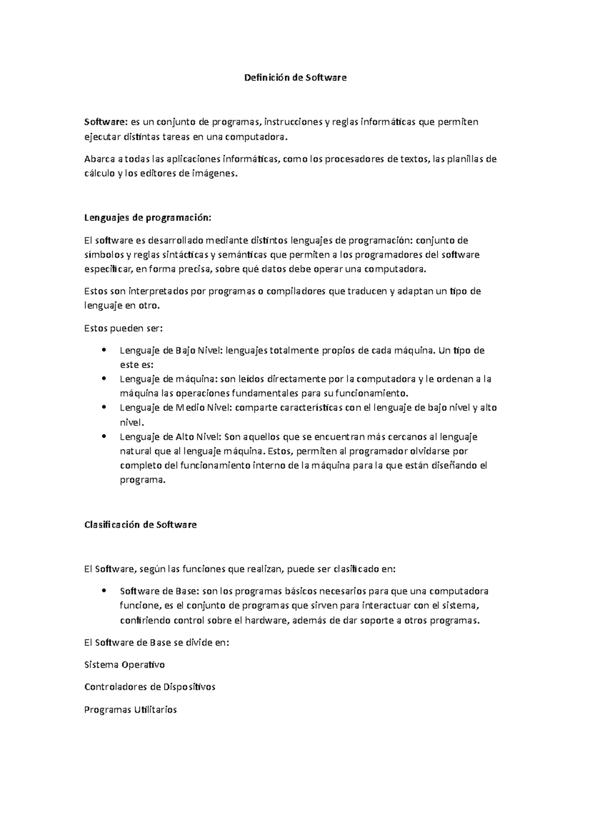 Definición de Software - Definición de Software Software: es un ...