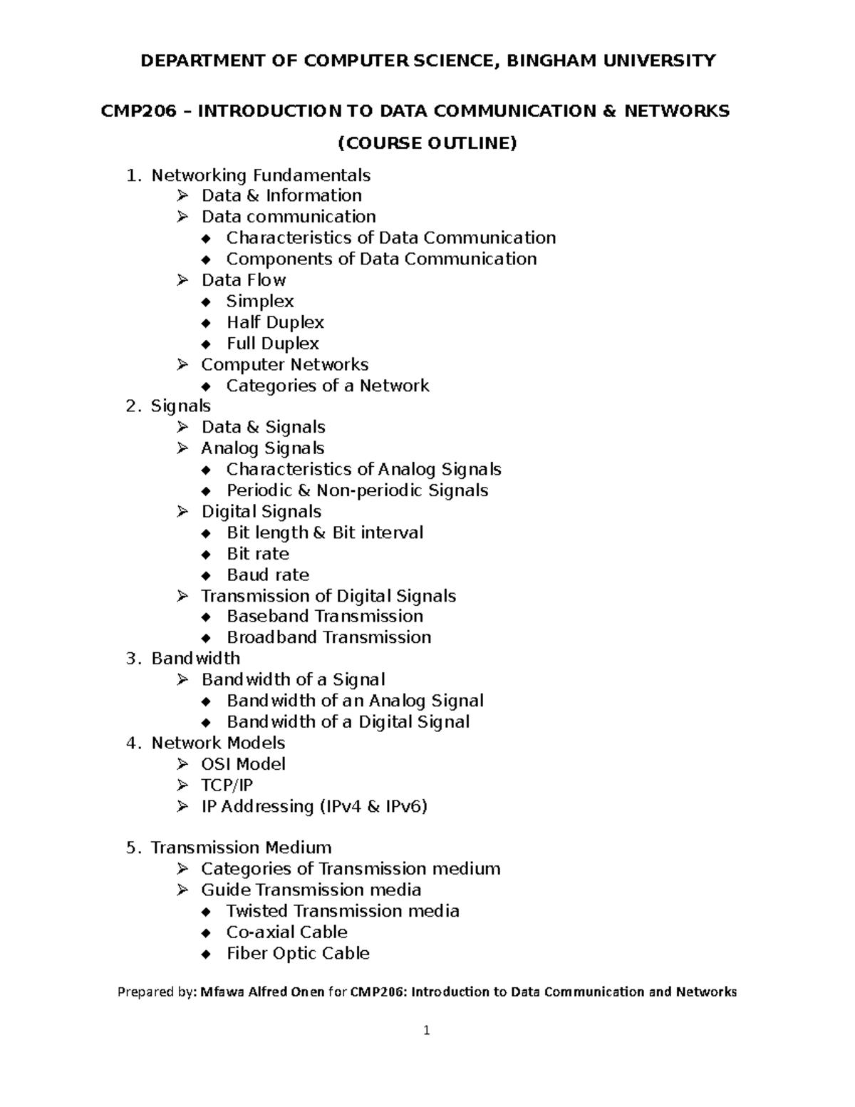 CMP206 Introduction to Data Communications and Networking - Studocu