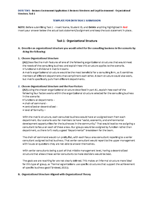 D078 Task 2 - Task 2 - D078 TEM1 - Business Environment Applications I ...