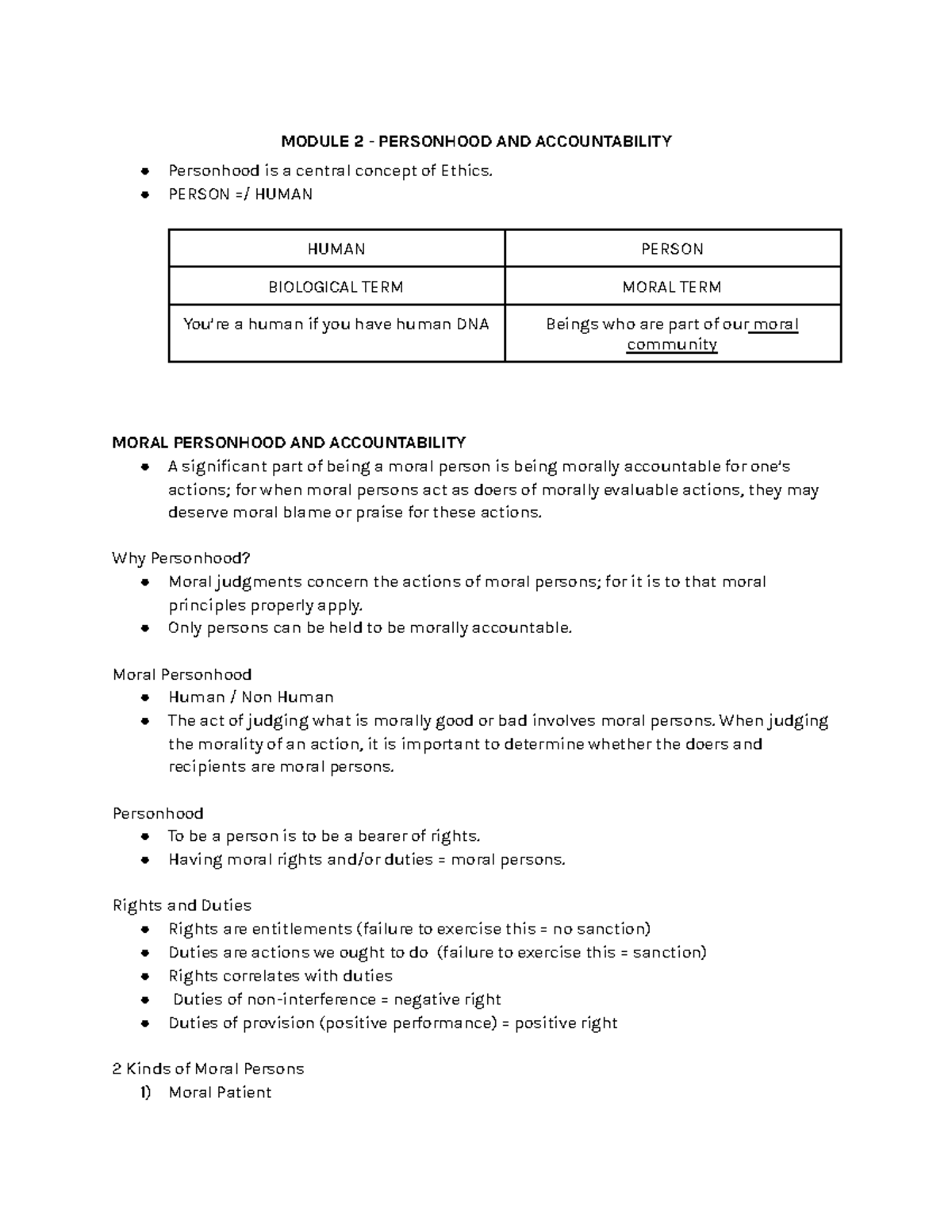 Module 2 - Personhood AND Accountability - MODULE 2 - PERSONHOOD AND ...