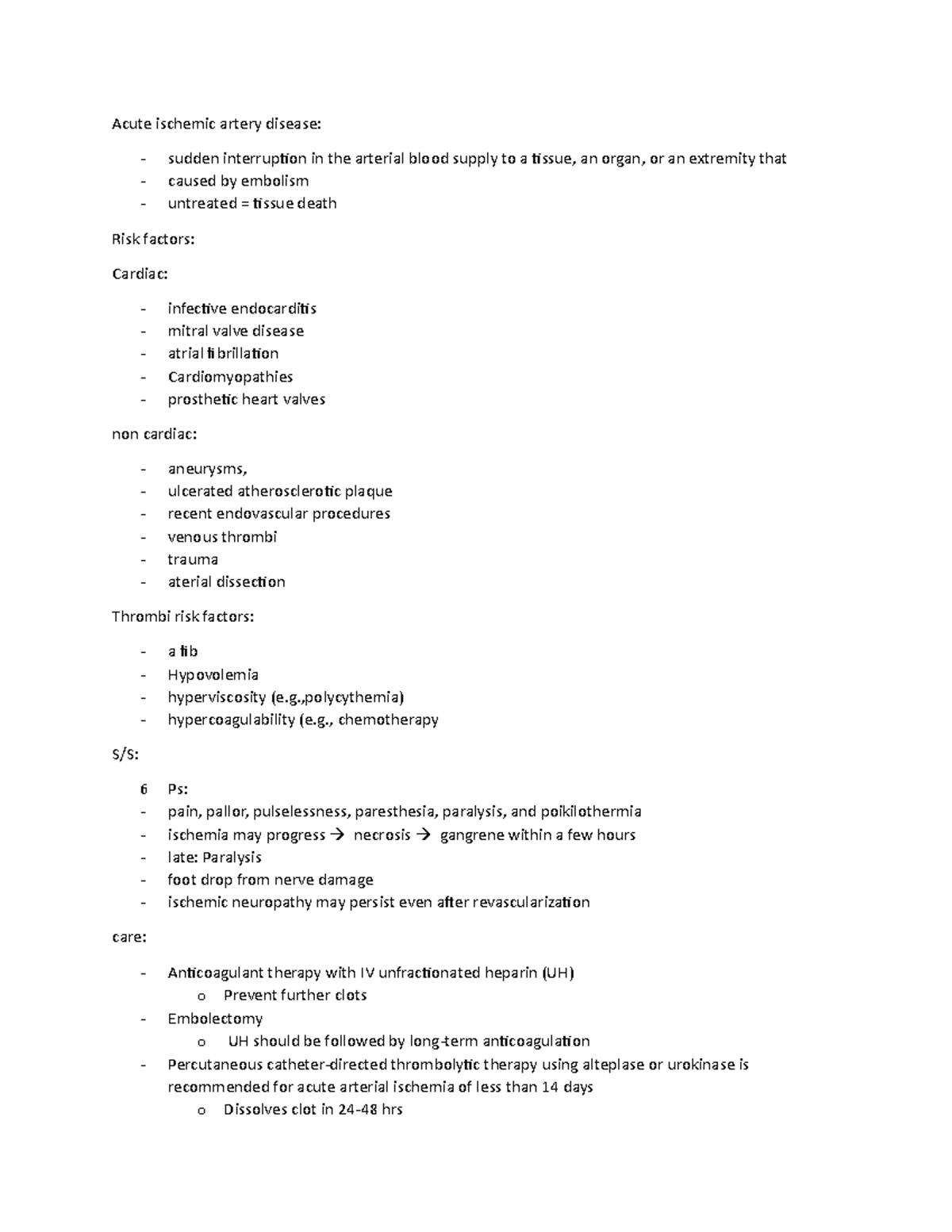 Small artery disorders - Acute ischemic artery disease: sudden ...