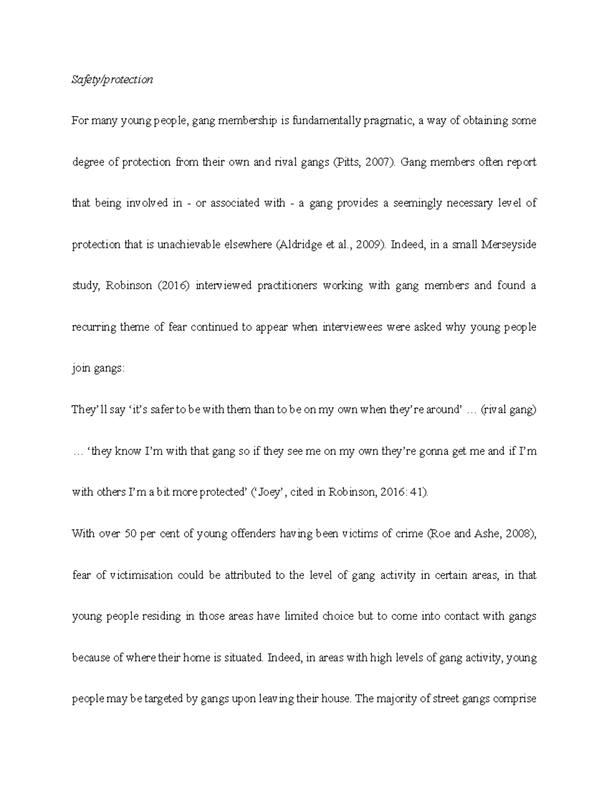 CG44 - notes - Safety/protection For many young people, gang membership ...