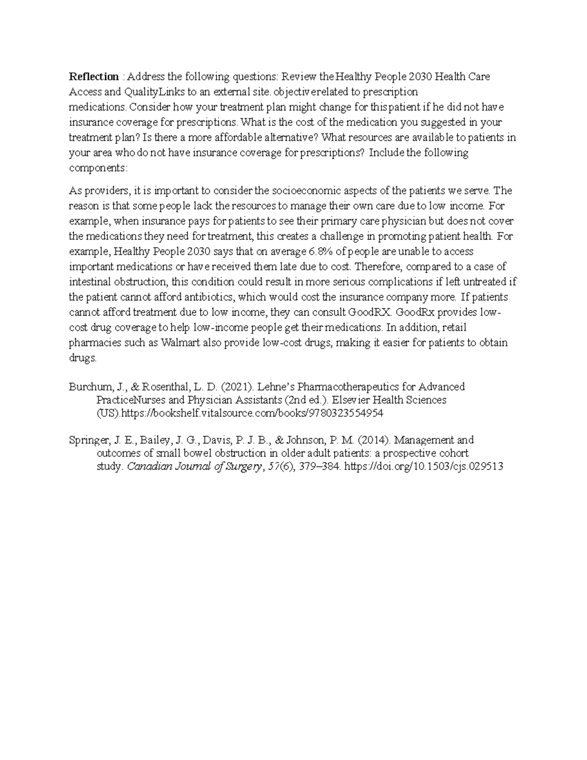 Reflection#5 - objective related to prescription medications. Consider ...