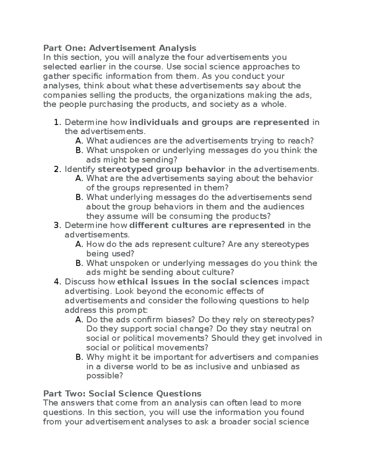 SCS-100 final project - Grade A - Part One: Advertisement Analysis In this section, you will ...