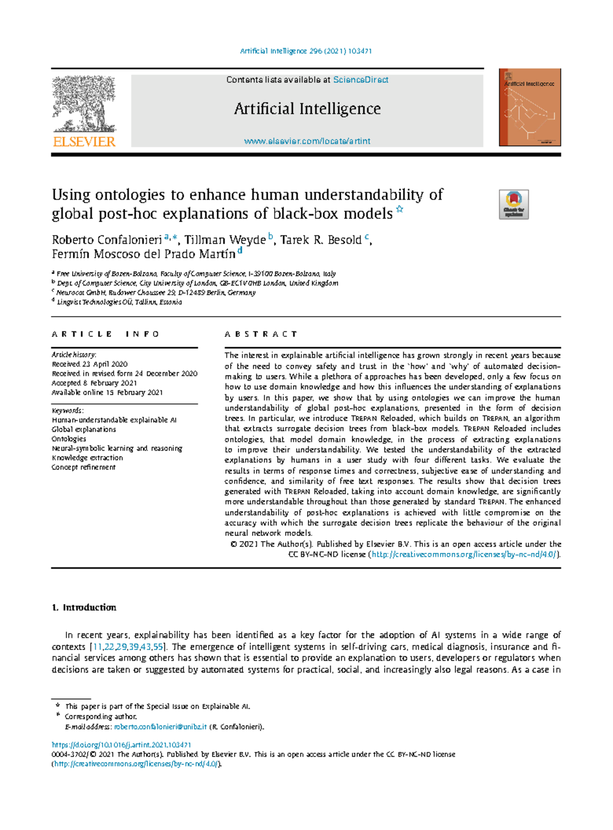 Using ontologies to enhance human understandability of - Artificial ...