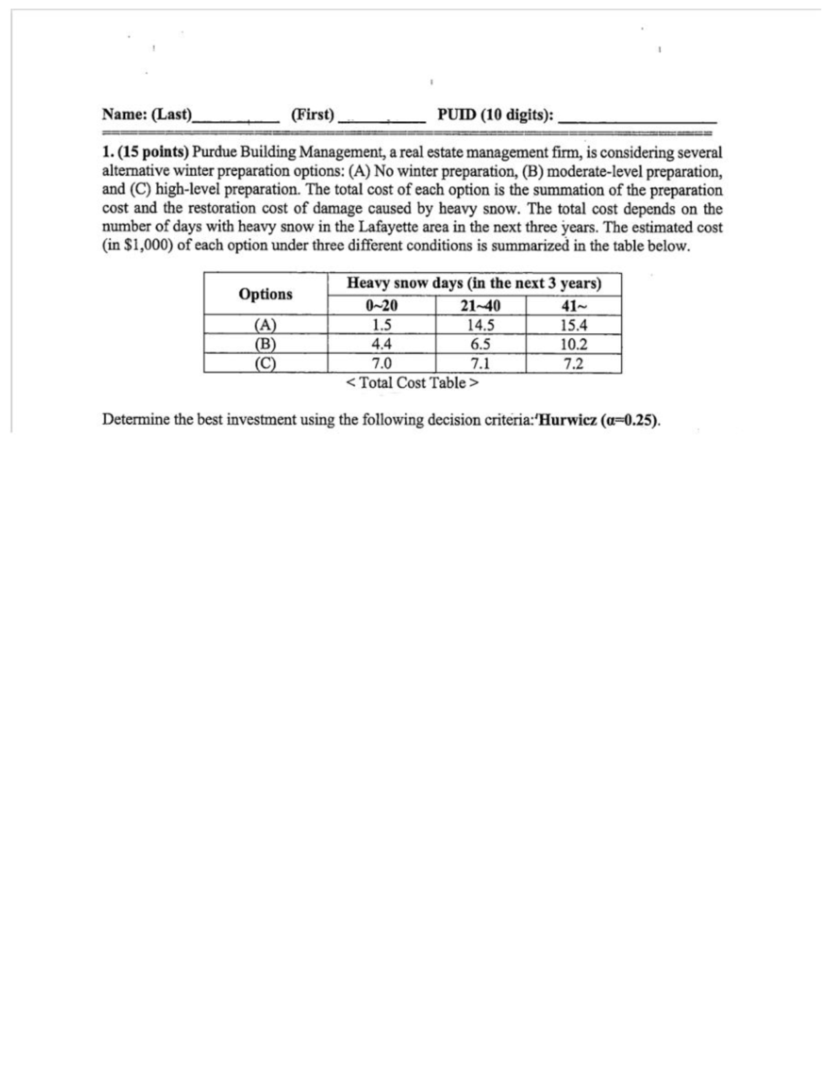 IE 383 Exam 1 F2022 - Exam 1 For IE 383 from the Fall 2022 semester ...