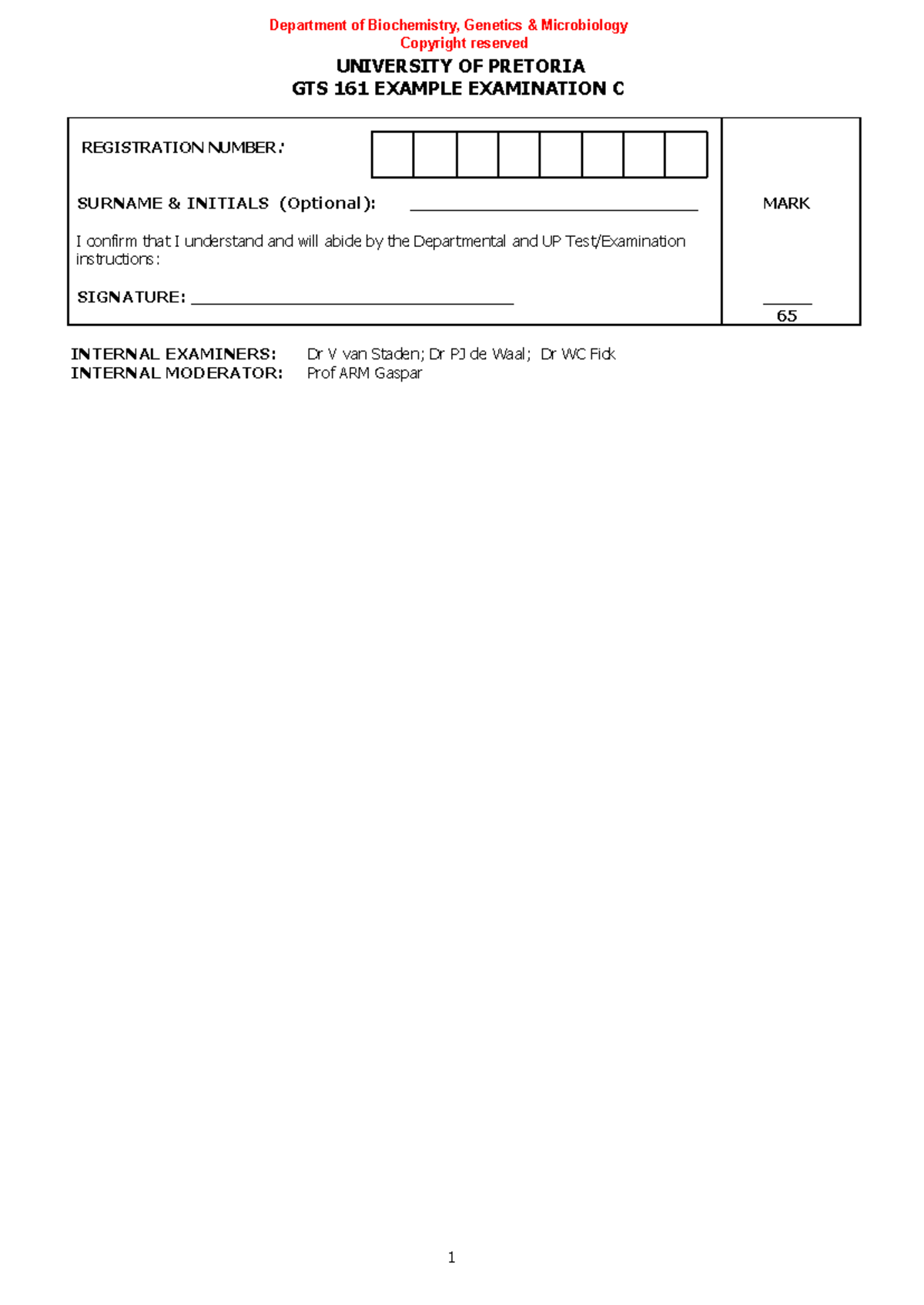 Example exam C - practice exam questions - Copyright reserved ...