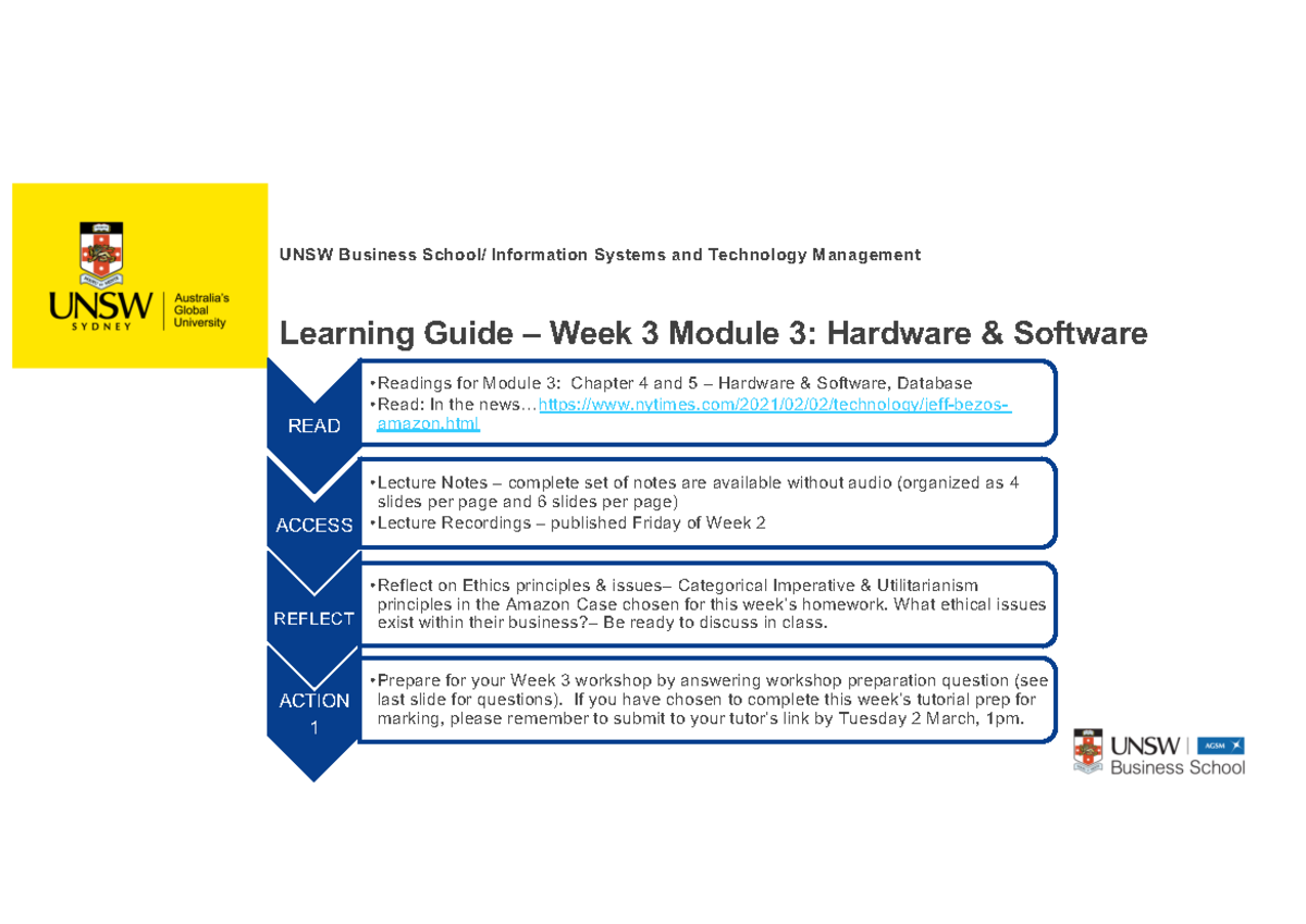 Week 3 Learning Guide T1 2021 - READ •Readings for Module 3: Chapter 4 ...