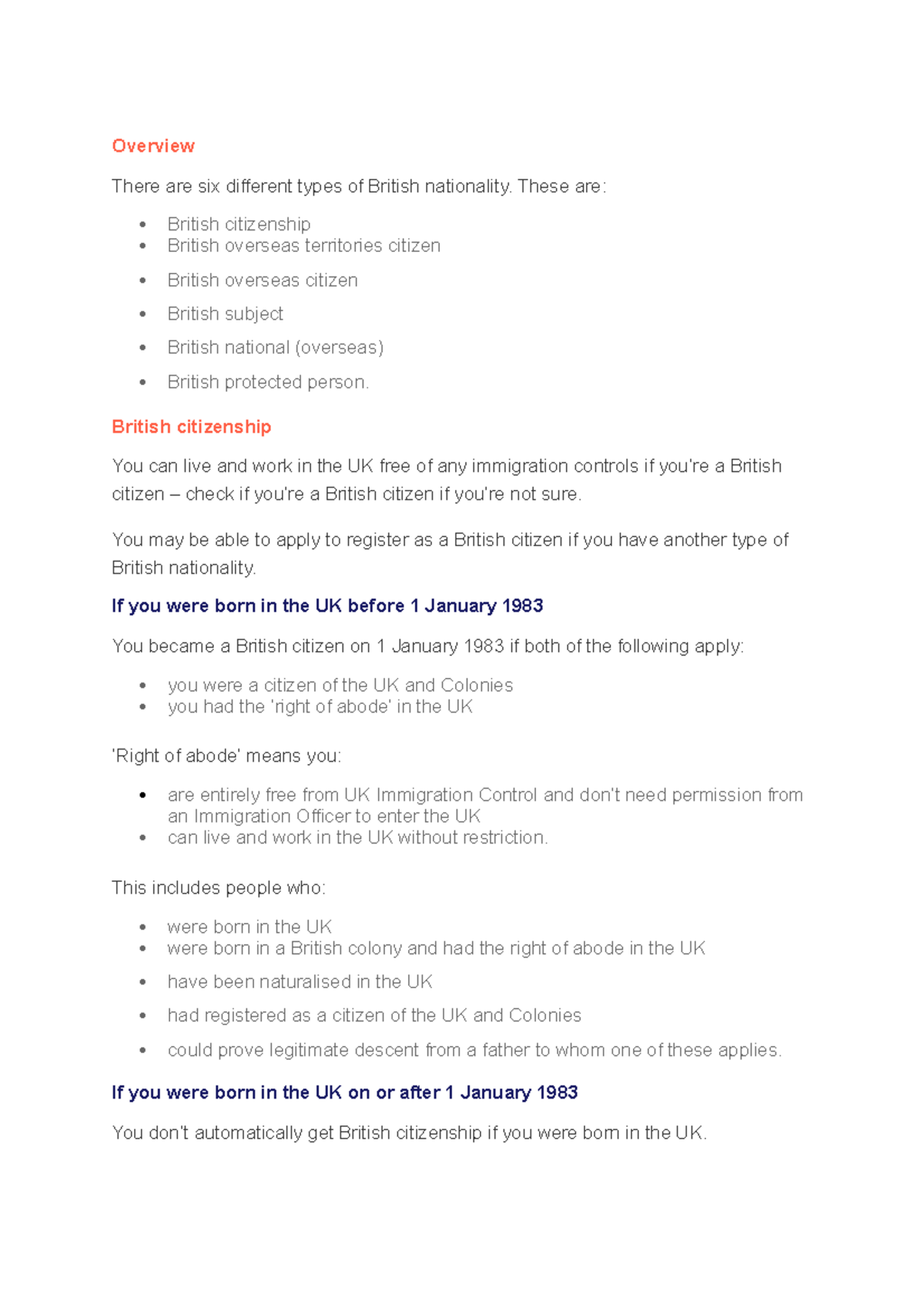 Types of British Nationality - These are: British citizenship British ...