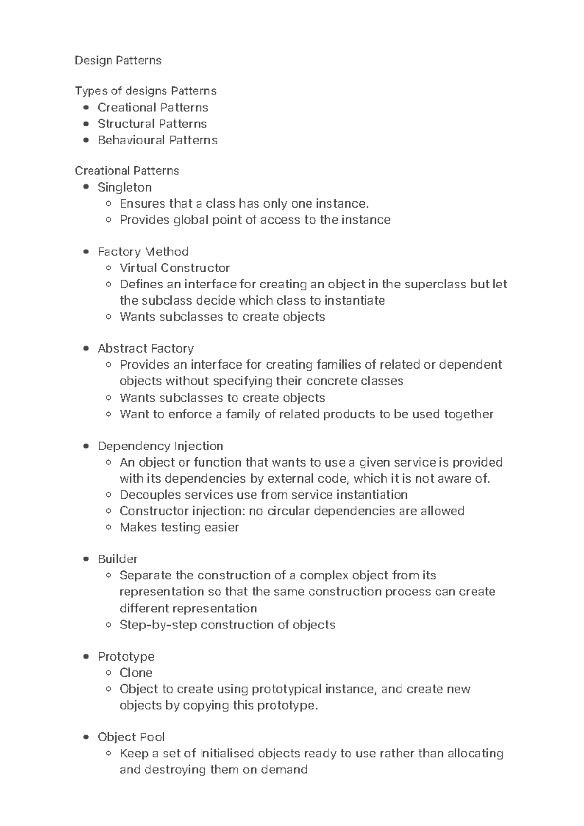 Design Patterns Summary - Design Patterns - Studocu