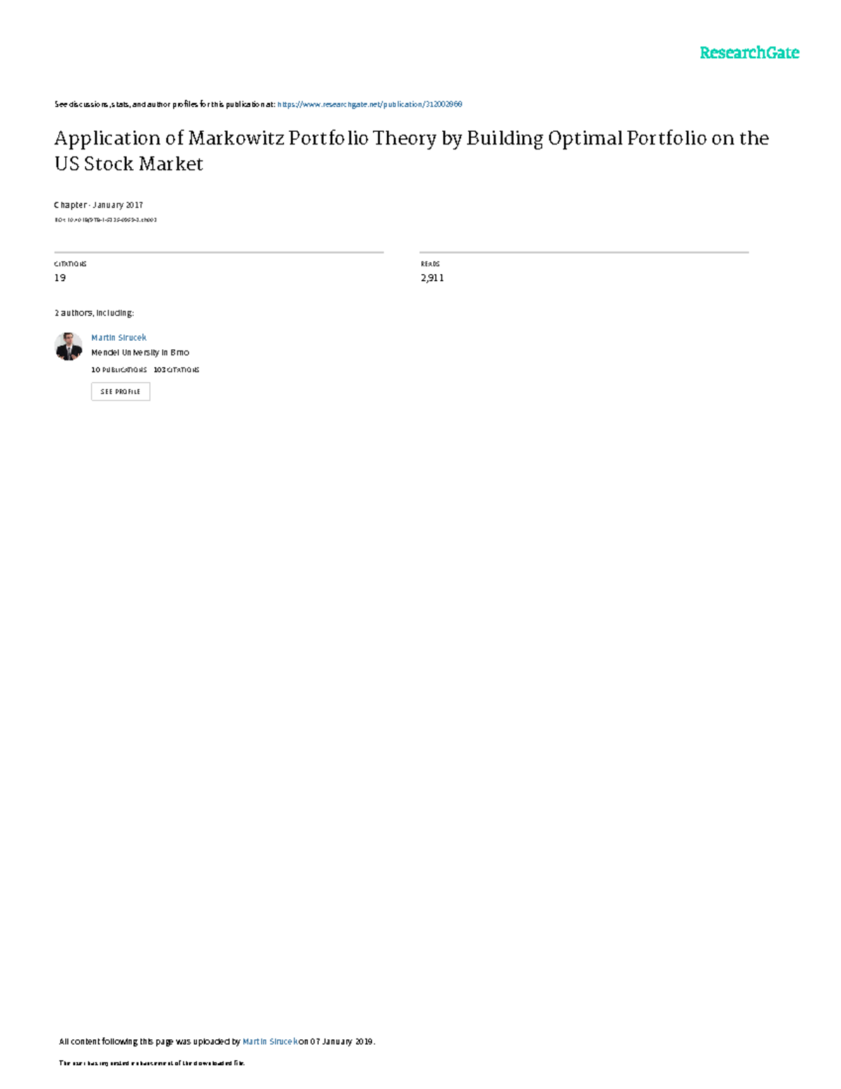 Application of Markowitz Portfolio Theory by Build - See discussions, stats, and author profiles ...