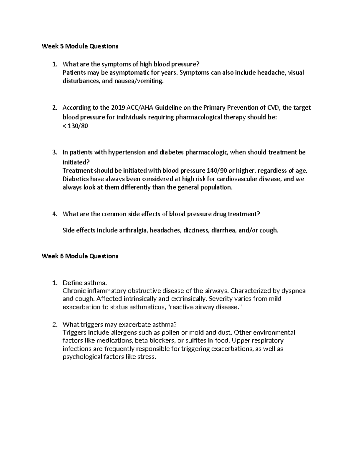 Exam 2 - Notes - Week 5 Module Questions What are the symptoms of high ...