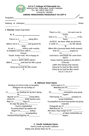Aralin 1 - Kilalanin ang Sarili - l Pamantayang Pangnilalaman ...