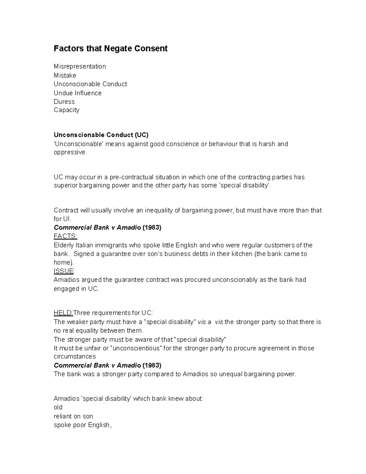 Factors that Negate Consent - Factors that Negate Consent ...