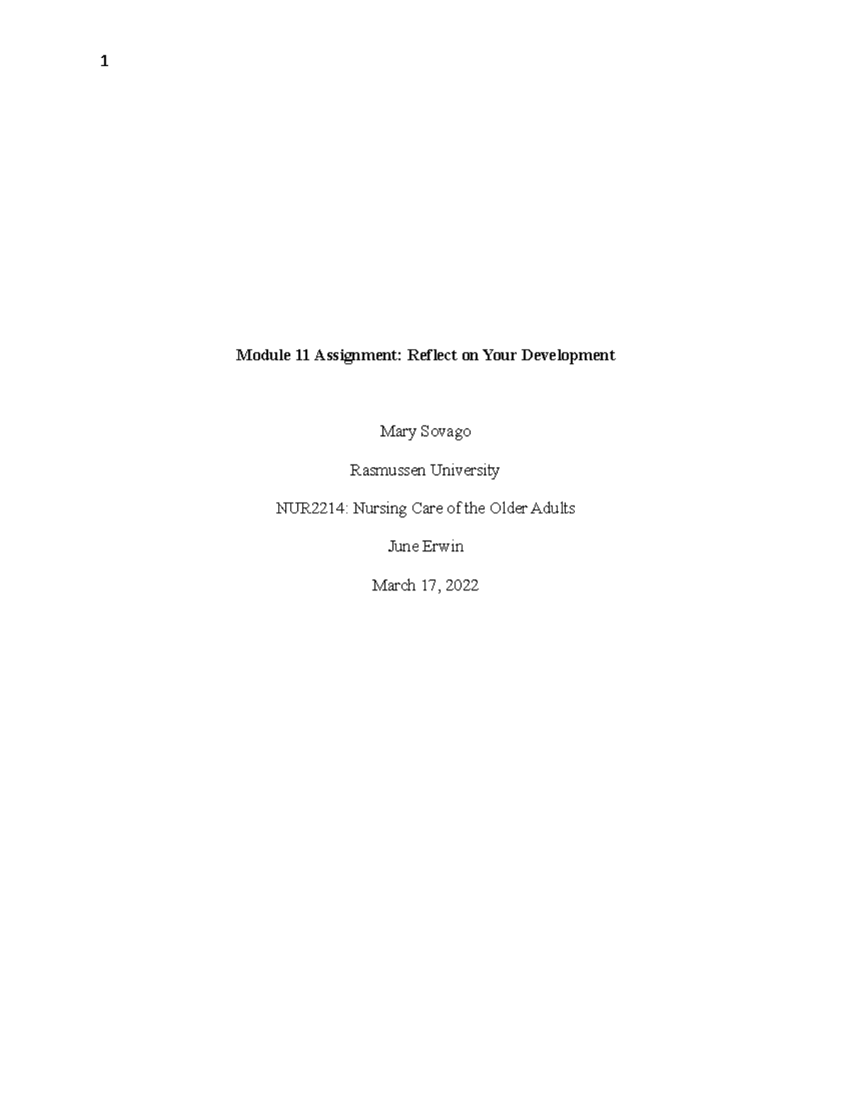 Msovago reflection 031622 End of the course reflection, mandatory ...