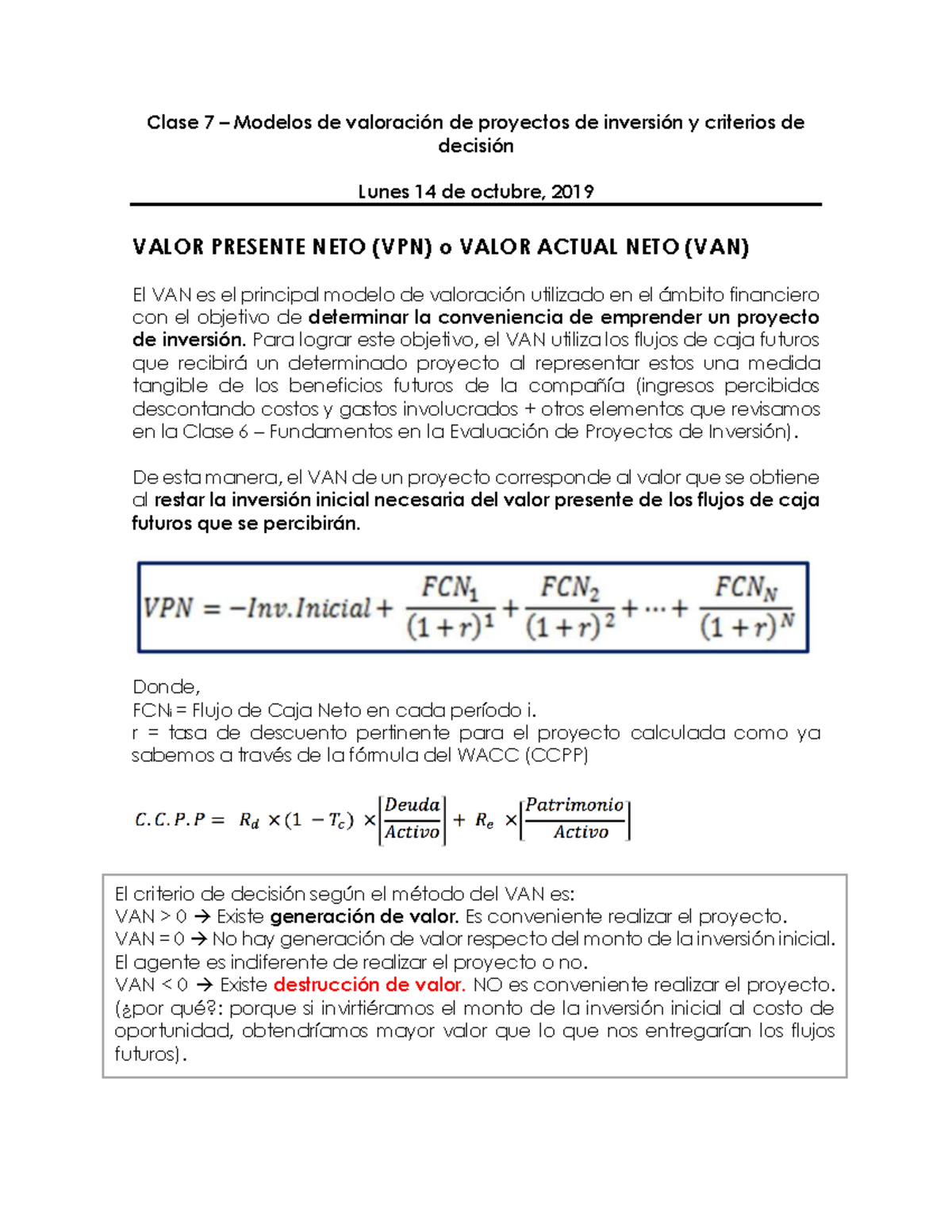 Clase 7 - Modelos de valoración y criterios de decisión - Clase 7 – Modelos de valoración de ...