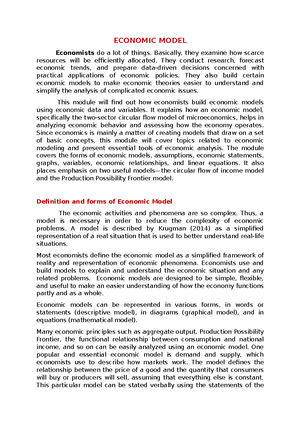 Study Guide in BAC 2 Basic Economics(Module 2) - ECONOMIC MODEL ...