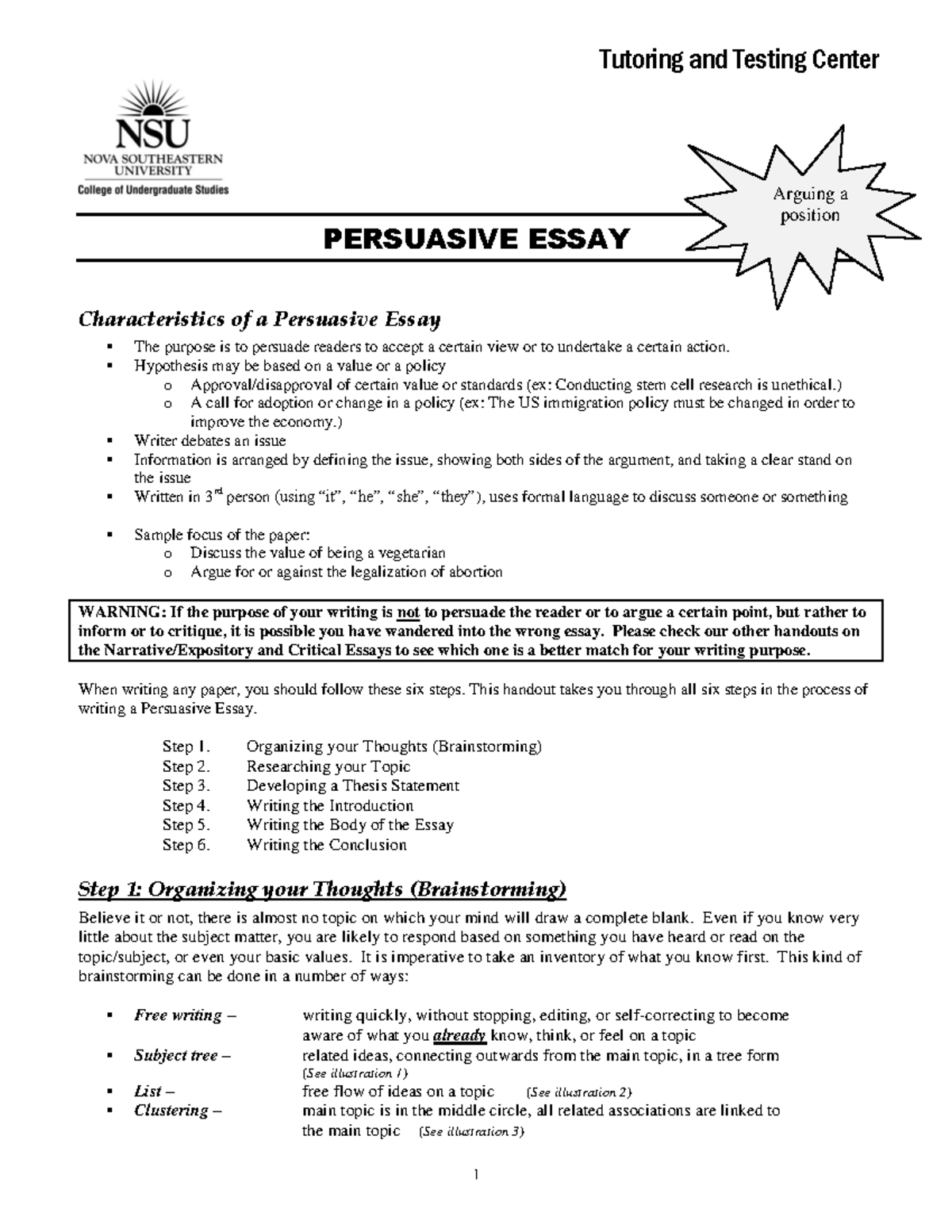 Planning a persuasive essay - PERSUASIVE ESSAY Characteristics of a ...