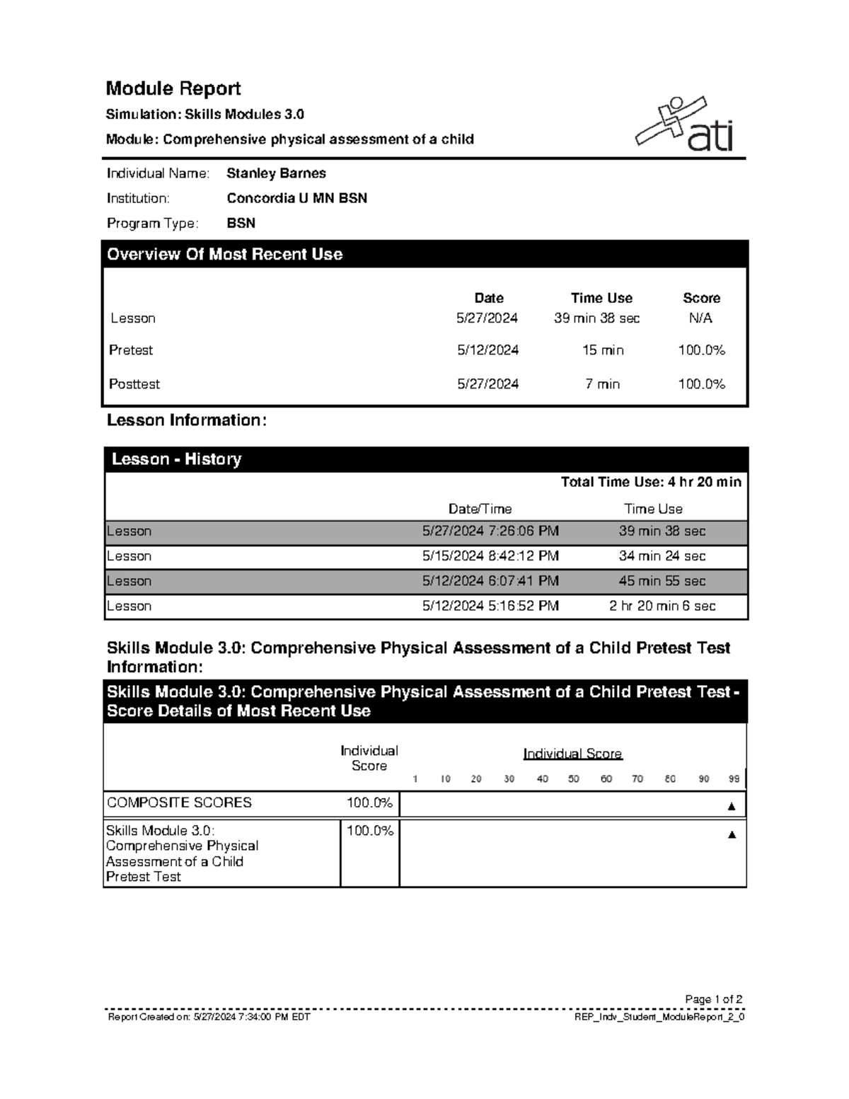 Comprehensive physical assessment of a child - Module Report Simulation ...