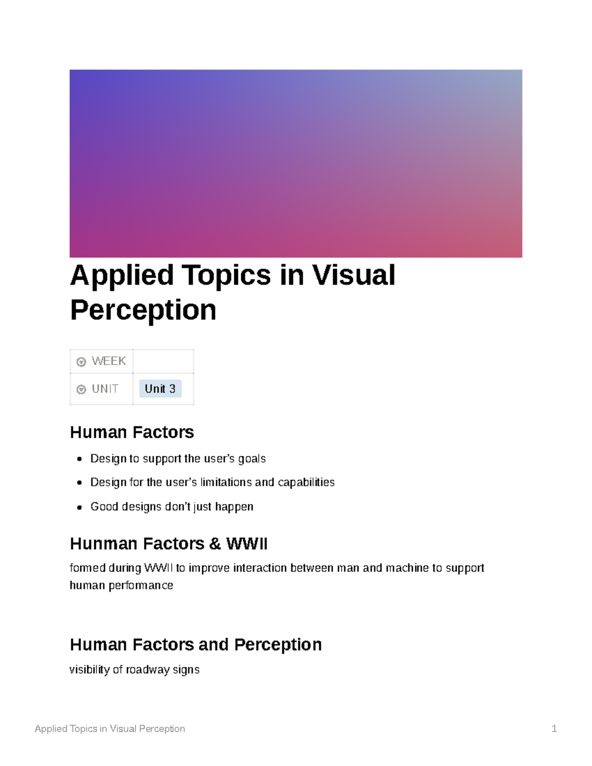 Applied Topics in Visual Perception - Applied Topics in Visual ...