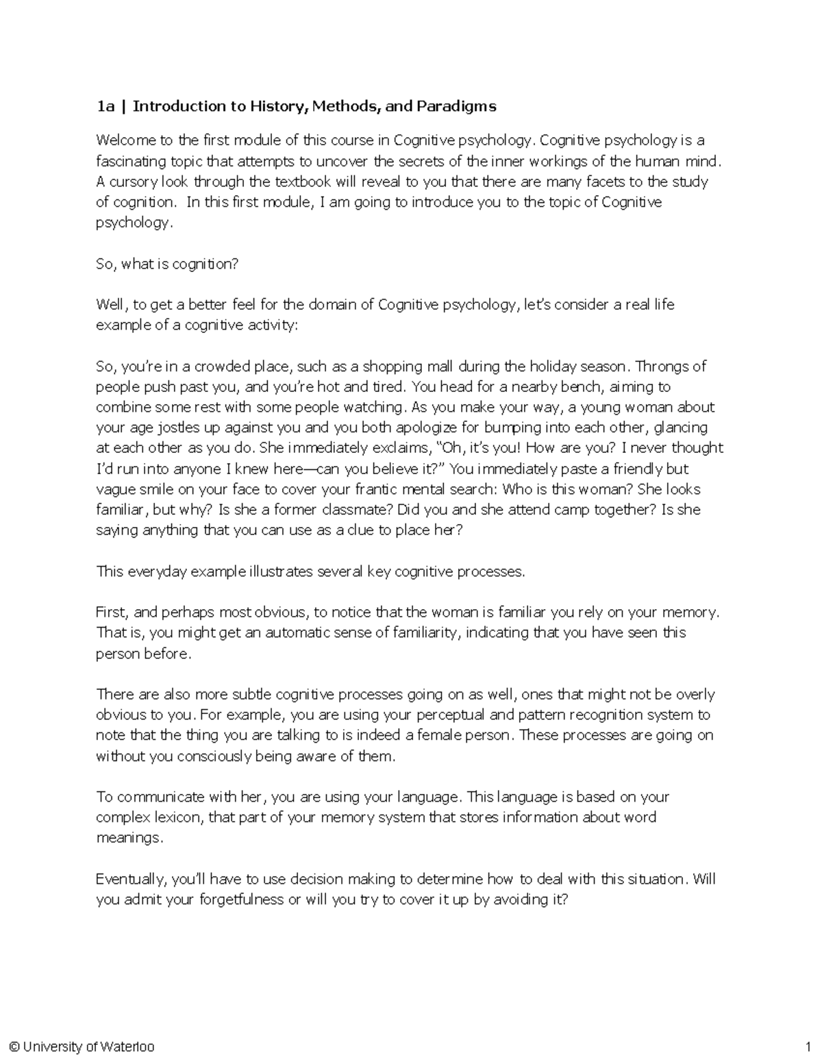 01a-transcript - Lecture 1 Transcript - 1a | Introduction to History, Methods, and Paradigms ...