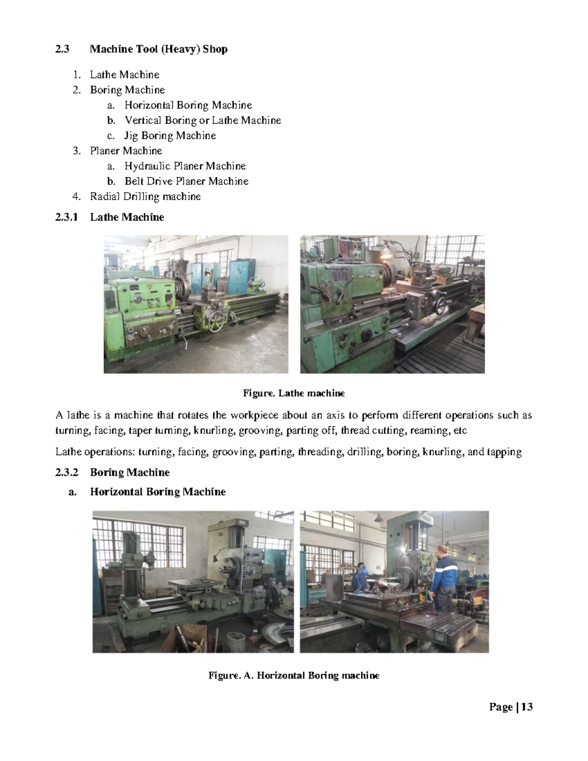 Bitac Industrial Training Report Machine Tool Heavy Shop - 2 Machine ...