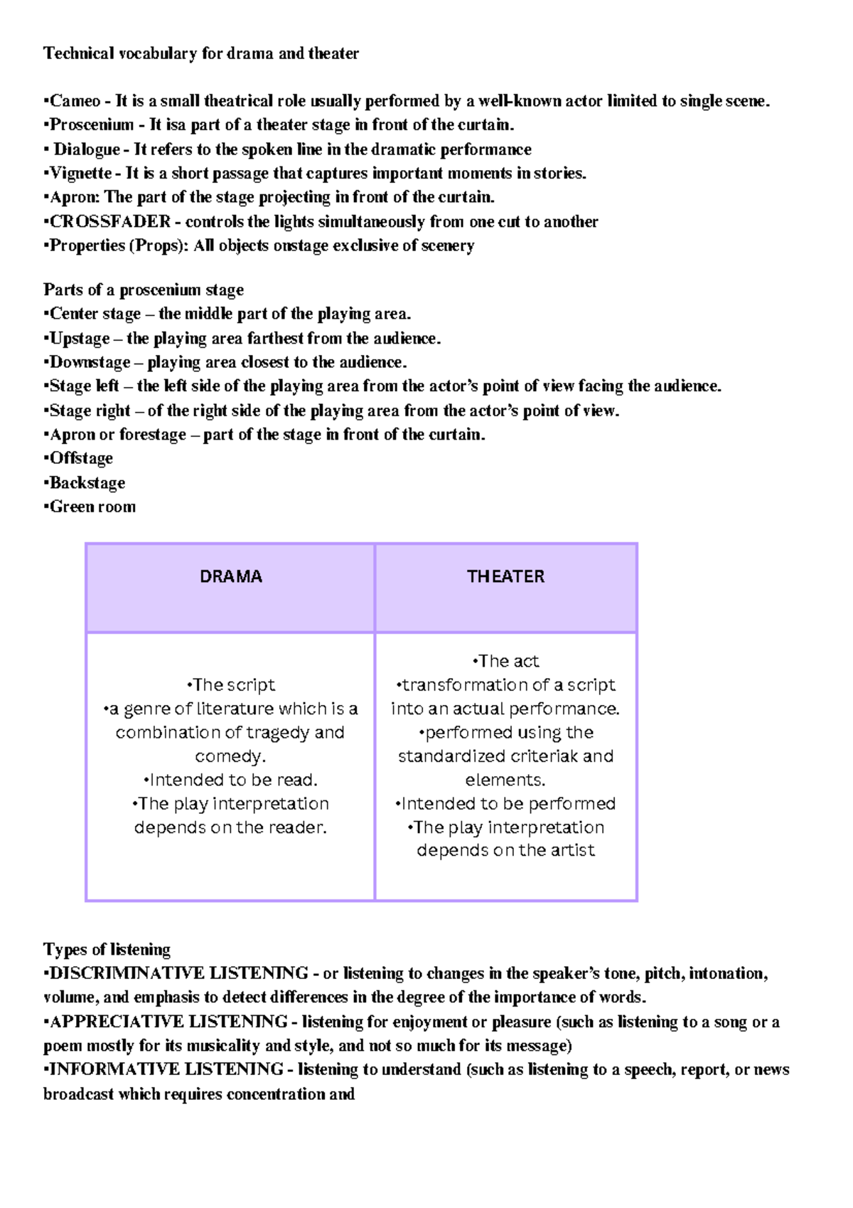 English-Reviewer - study - DRAMA THEATER •The script •a genre of ...