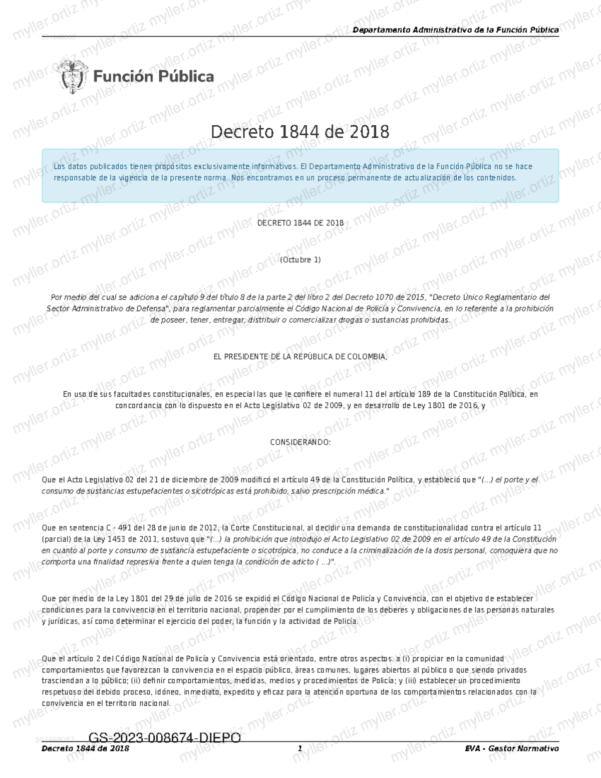 Decreto 1844 de 2018 .pdf - Decreto 1844 de 2018 1 EVA - Gestor Normativo Decreto 1844 de 2018 ...