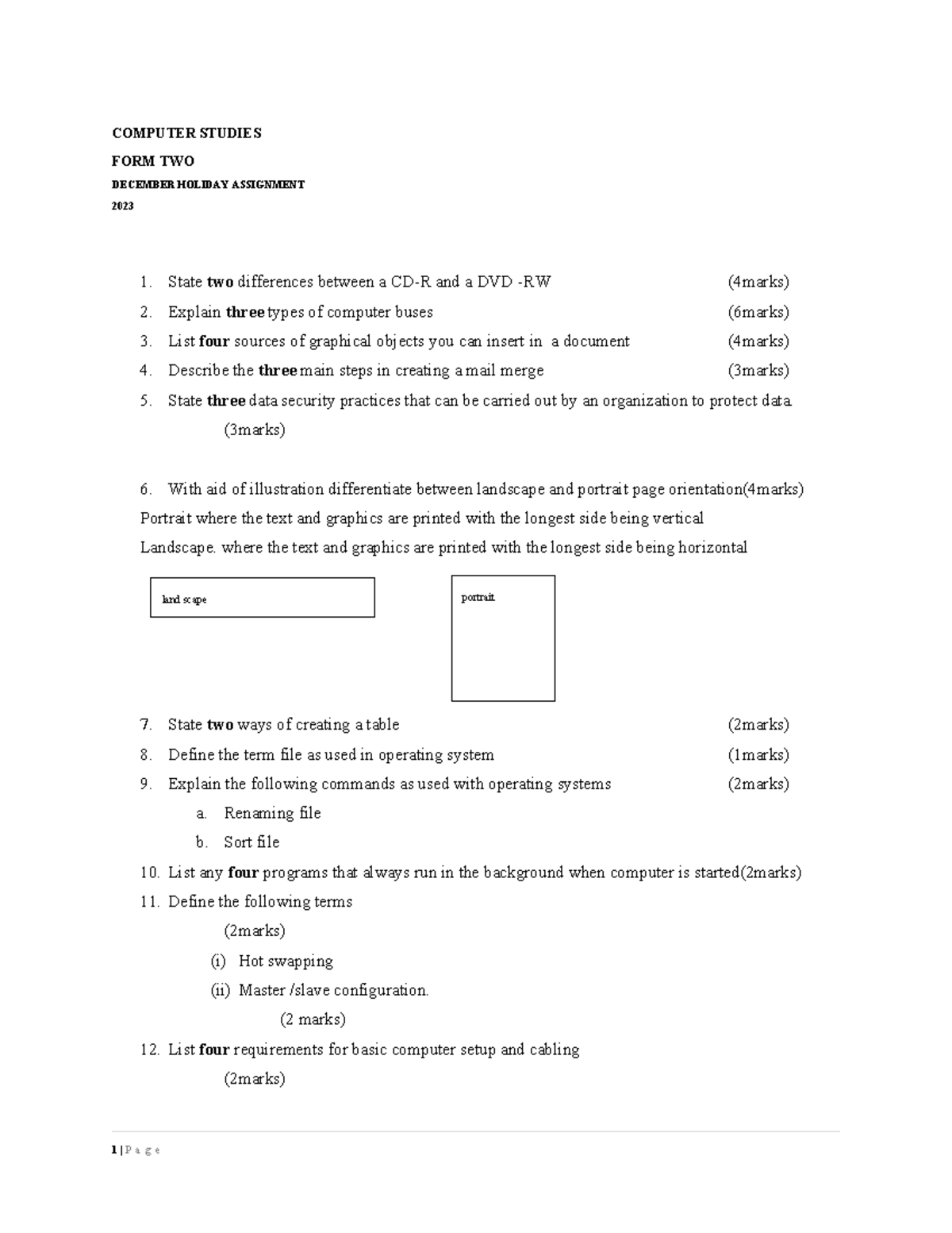 Computer F2 - notes - COMPUTER STUDIES FORM TWO DECEMBER HOLIDAY ...
