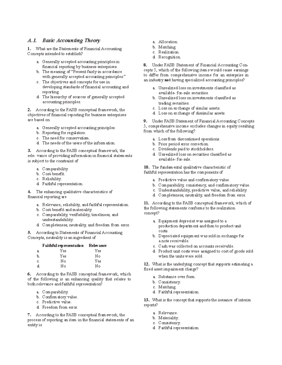 Financial Accounting & Reporting (Chapter 1 to 6) Sample Questions - A ...